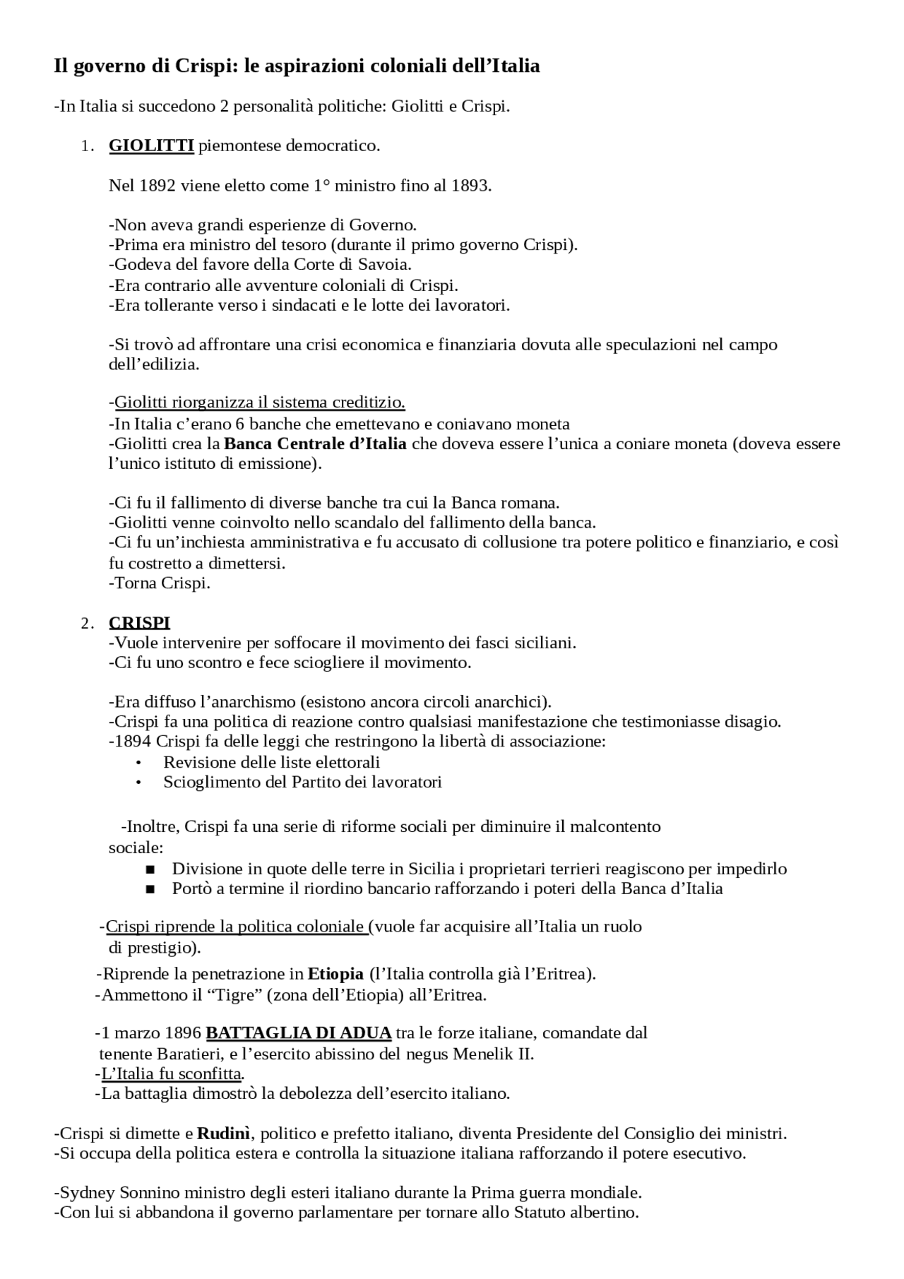 Riassunto Storia Per Esame Di Maturità Resúmenes De Historia Docsity