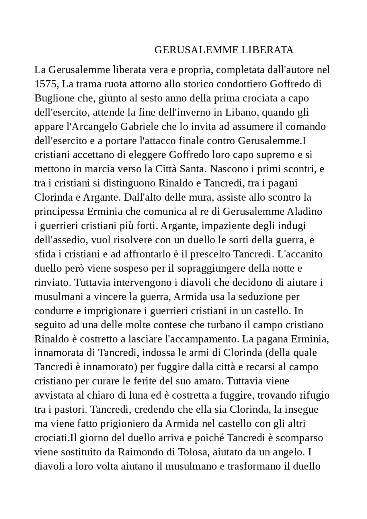 Gerusalemme Liberata Docsity