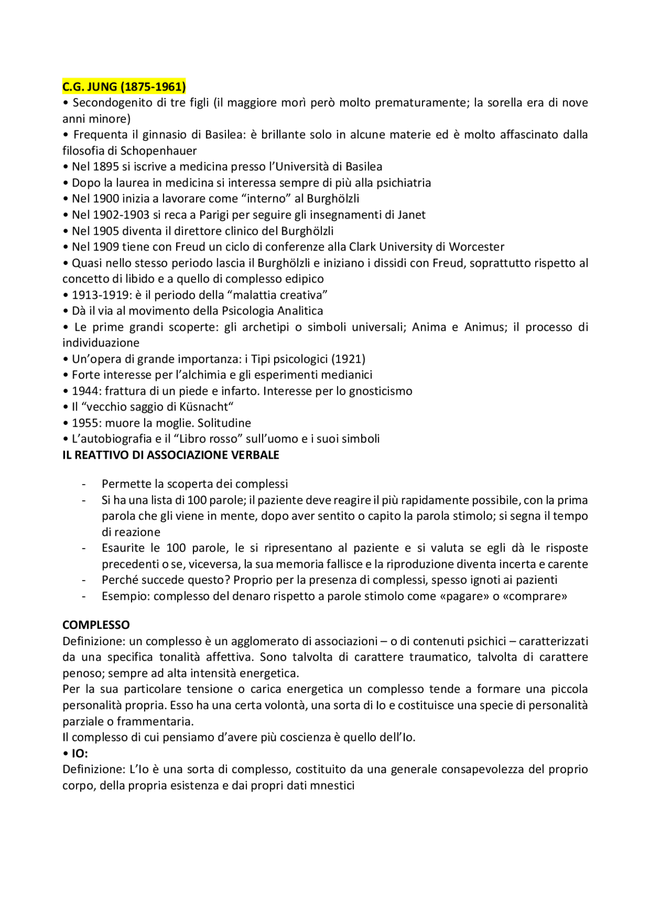 Riassunto Jung Psicologia Dinamica Docsity