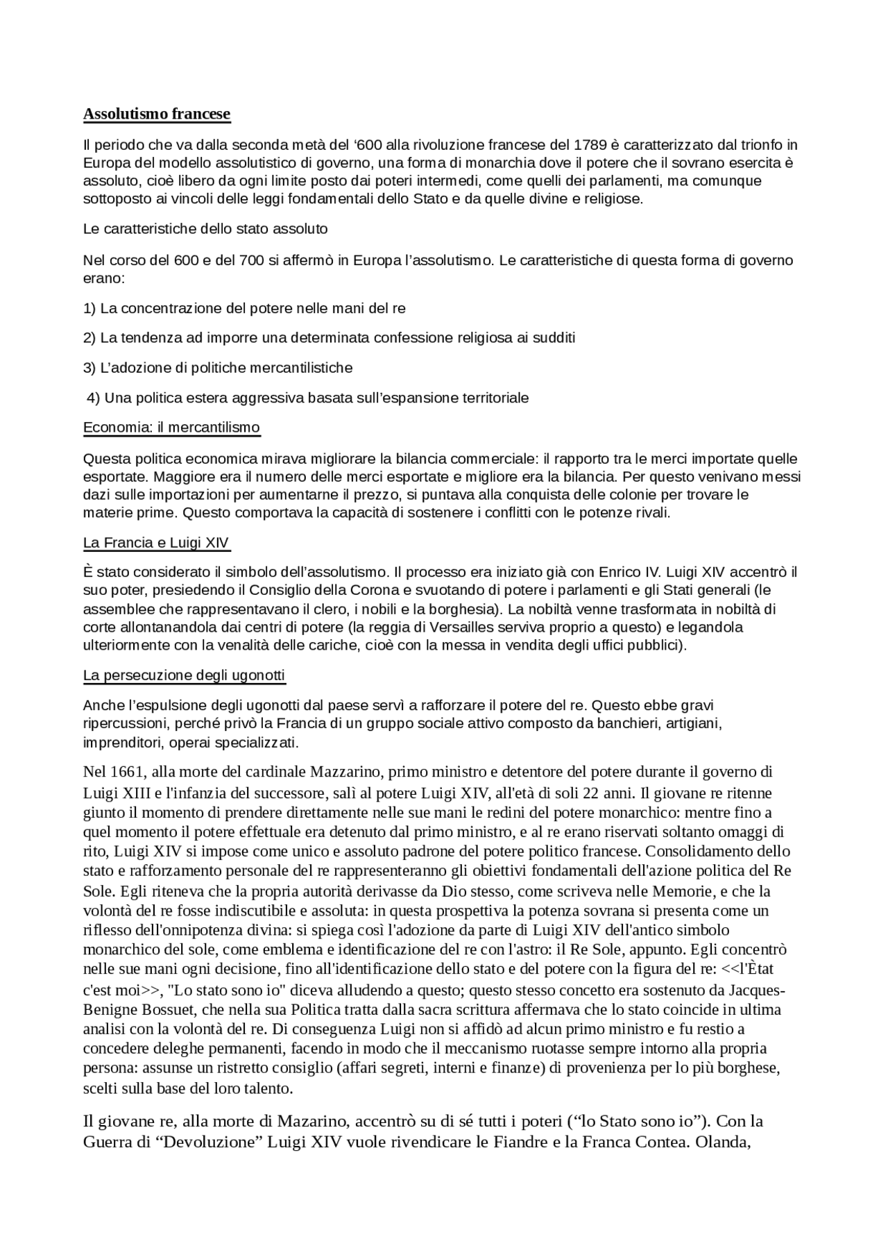 Assolutismo In Francia Docsity