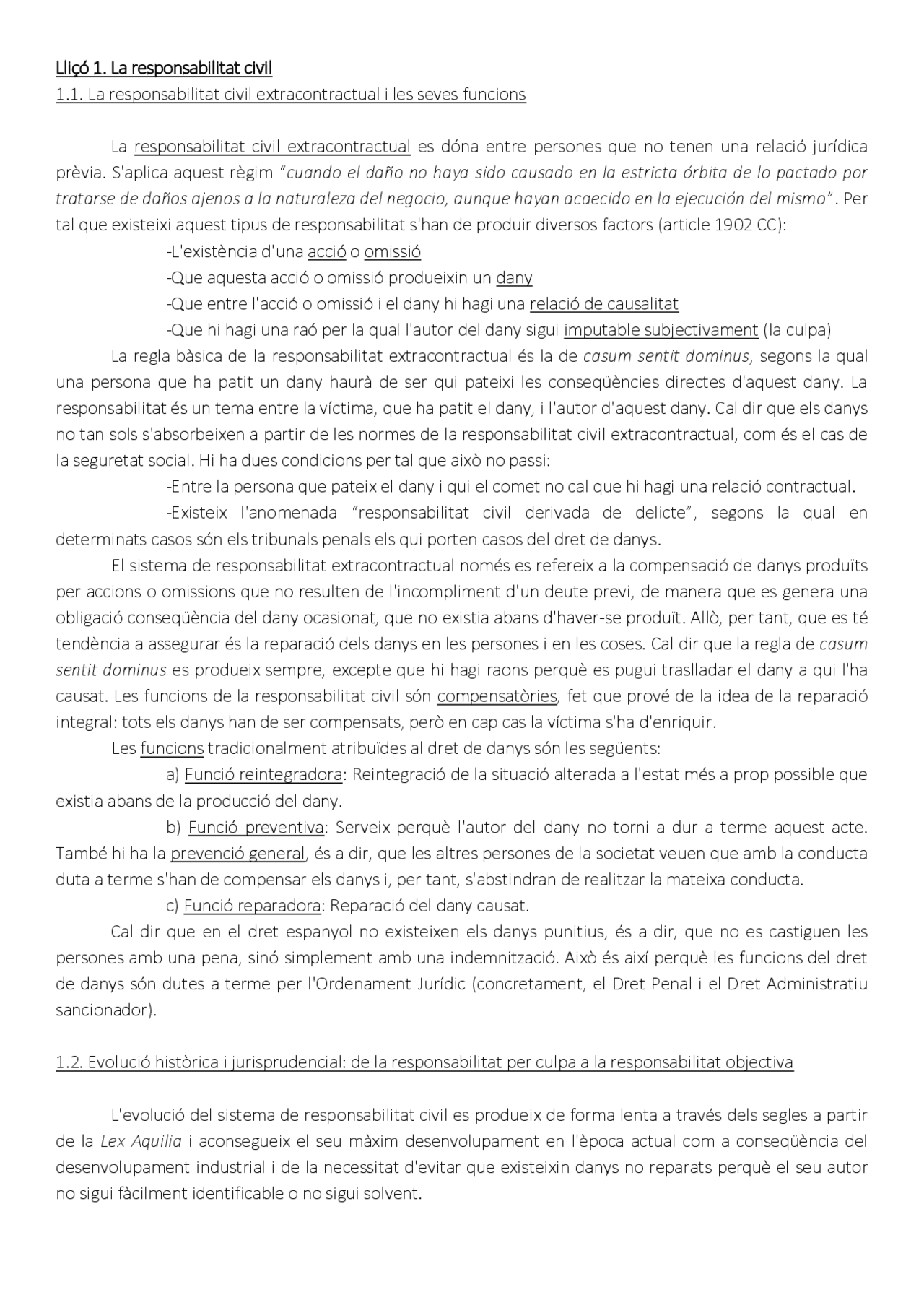 Apunts De Dret De Responsabilitat Civil Docsity