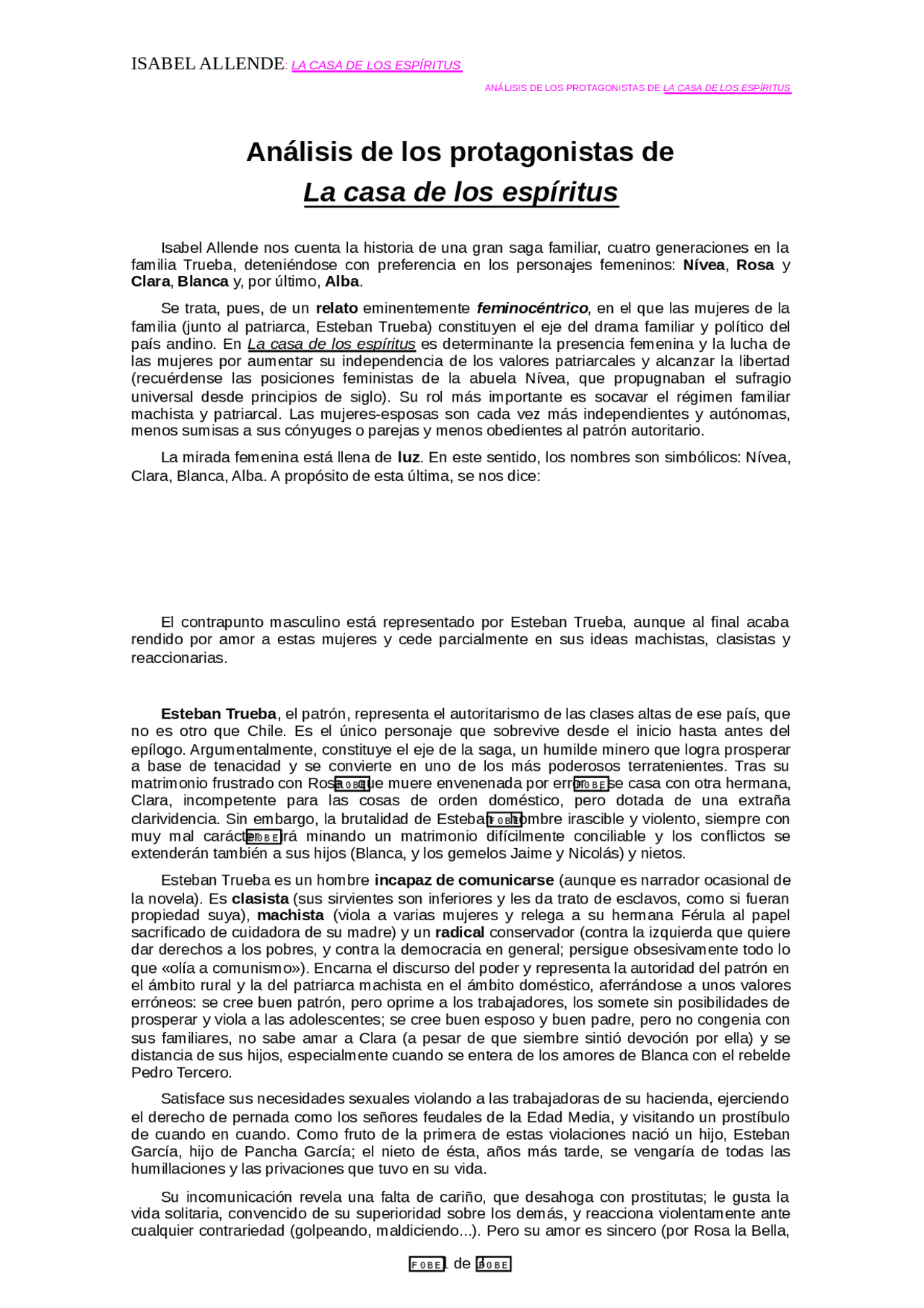 La casa de los espíritus - Docsity