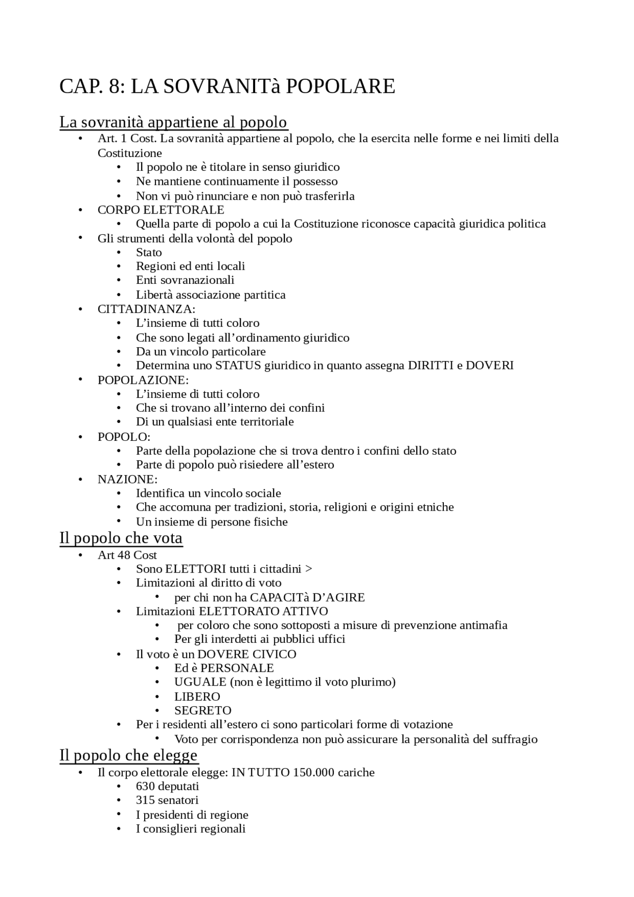 La Sovranità Popolare Docsity
