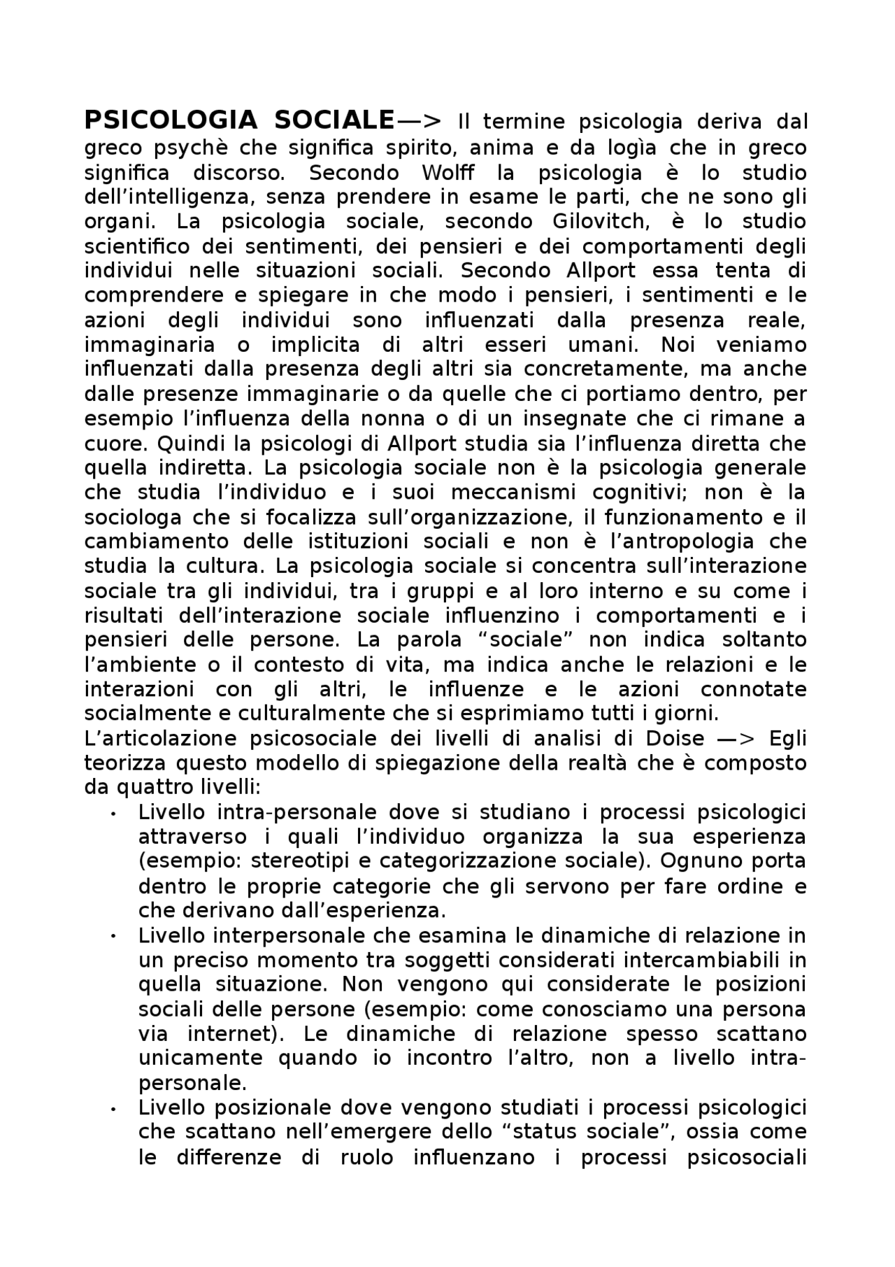 Riassunto Lezioni Psicologia Sociale Docsity