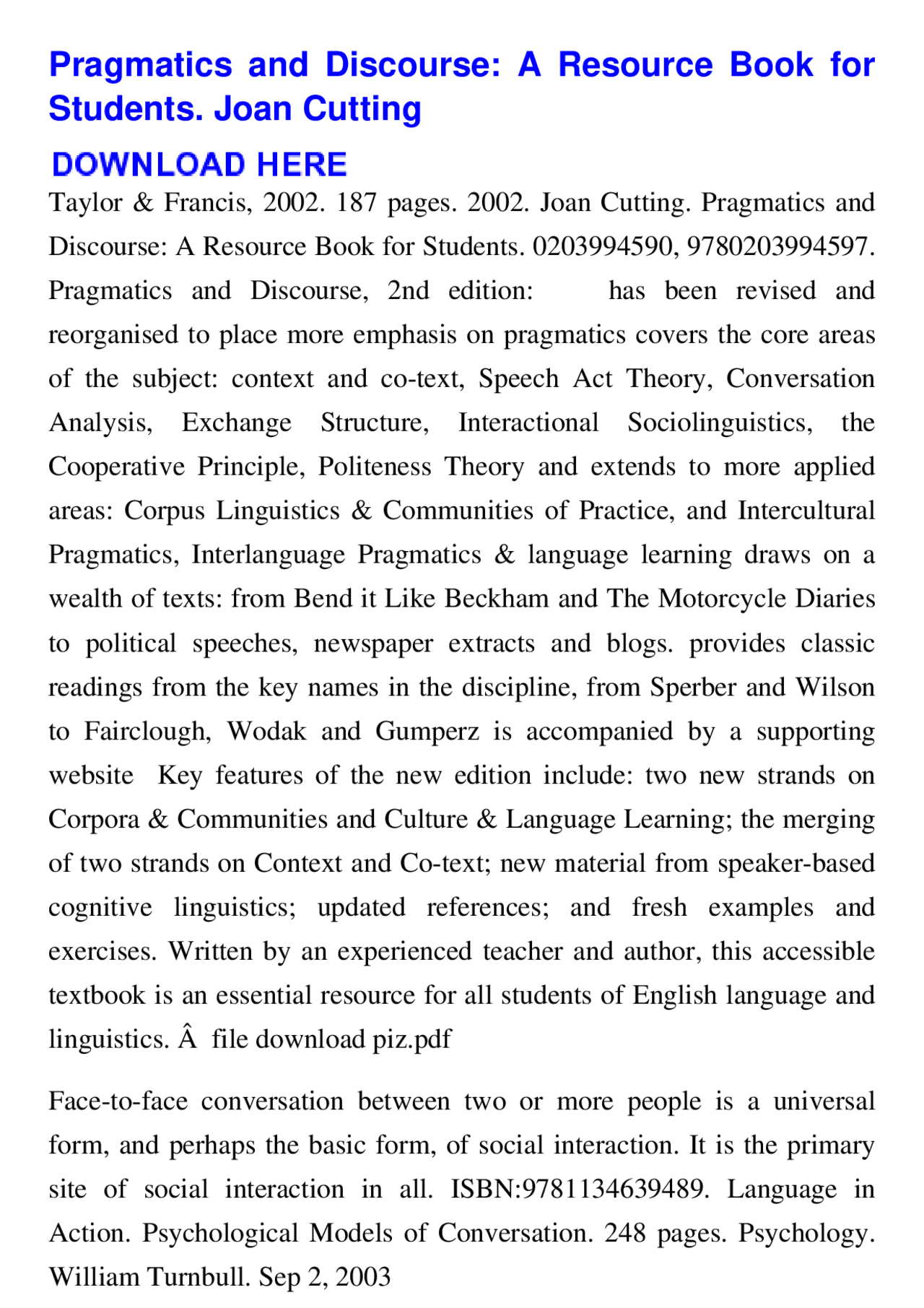 Pragmatics And Discourse Docsity