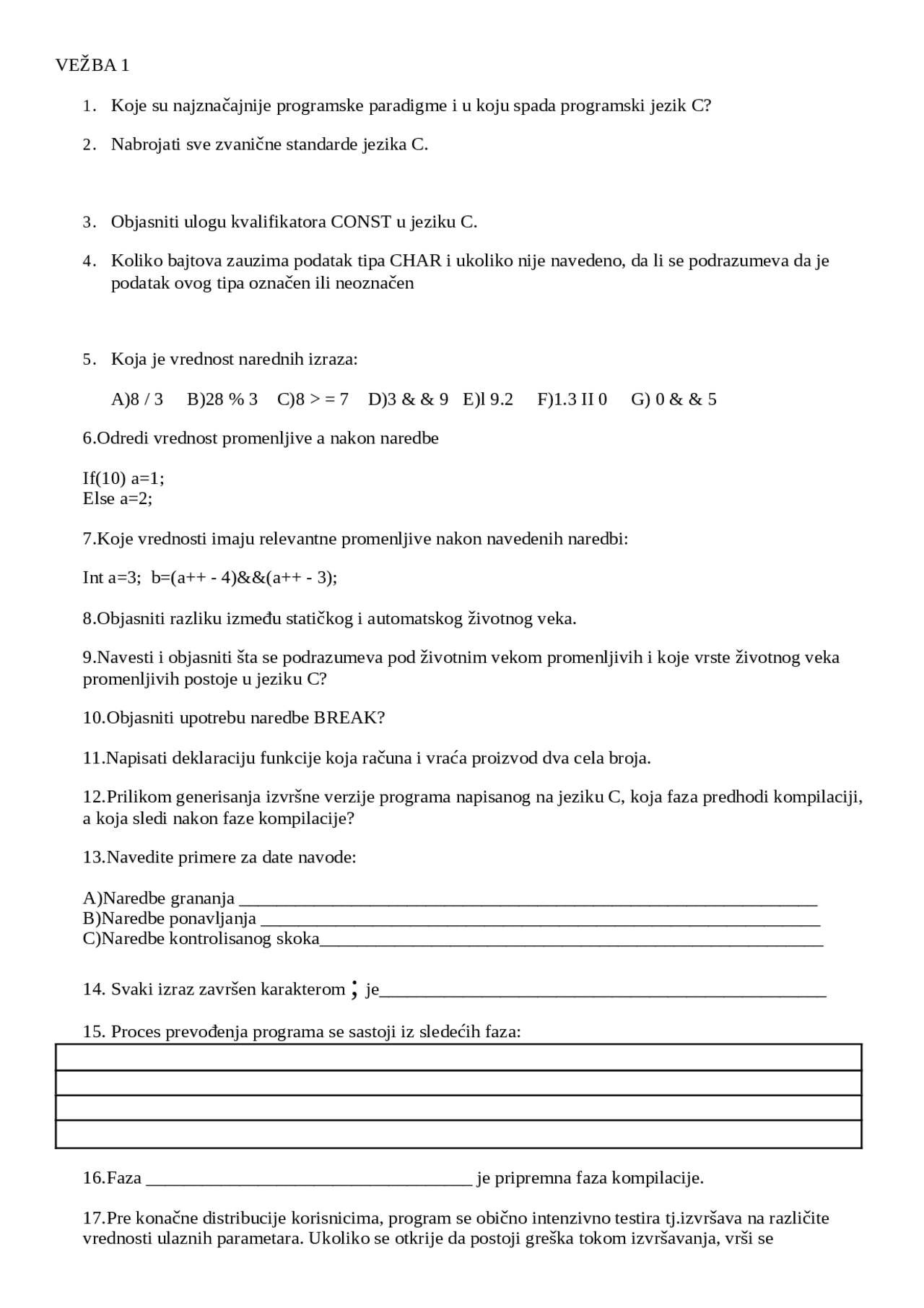 Programiranje Ispit Ispiti Predlog Programiranje Docsity