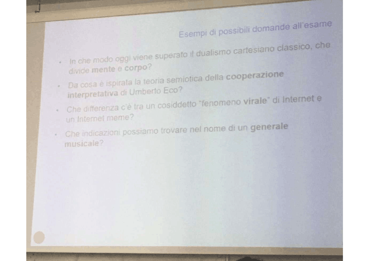 Possibili Domande Esame Semiotica Docsity