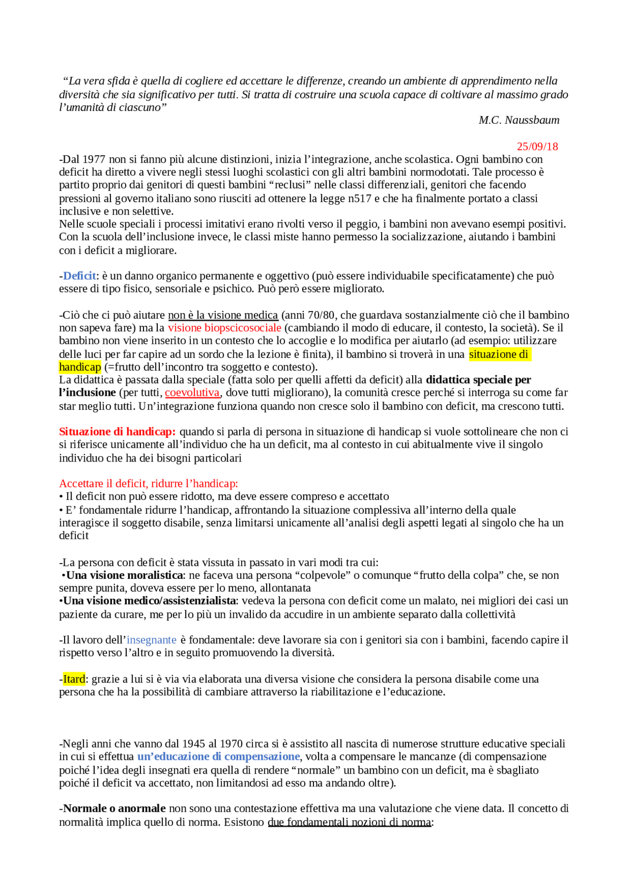 Appunti Lezioni Pedagogia Speciale Per Linclusione Modulo Sandri