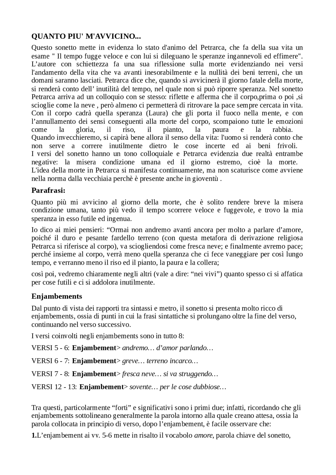 Analisi Poesie Del Canzoniere Appunti Di Italiano Docsity