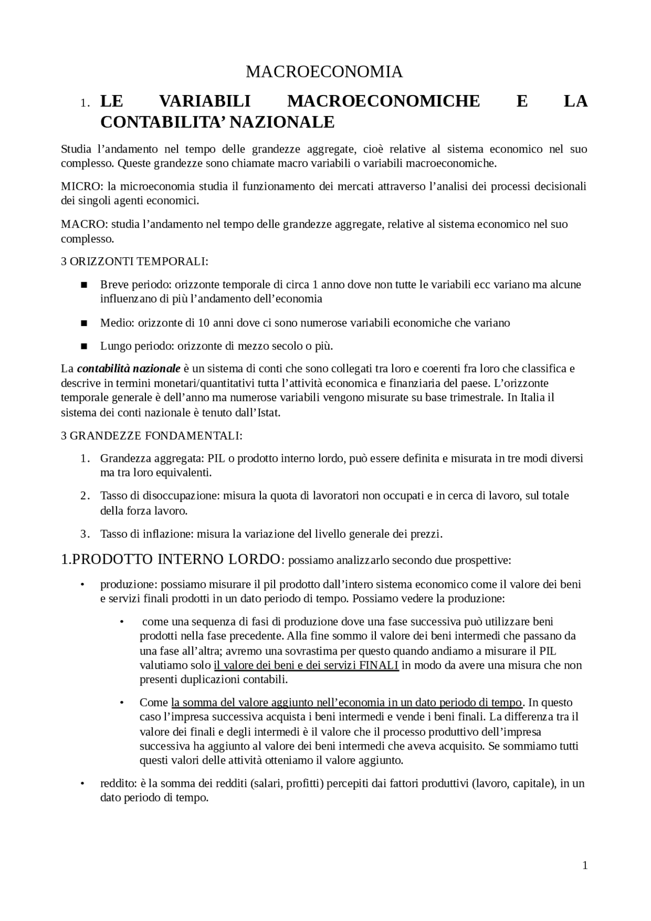 Appunti Macroeconomia Unimib Appunti Di Macroeconomia Docsity