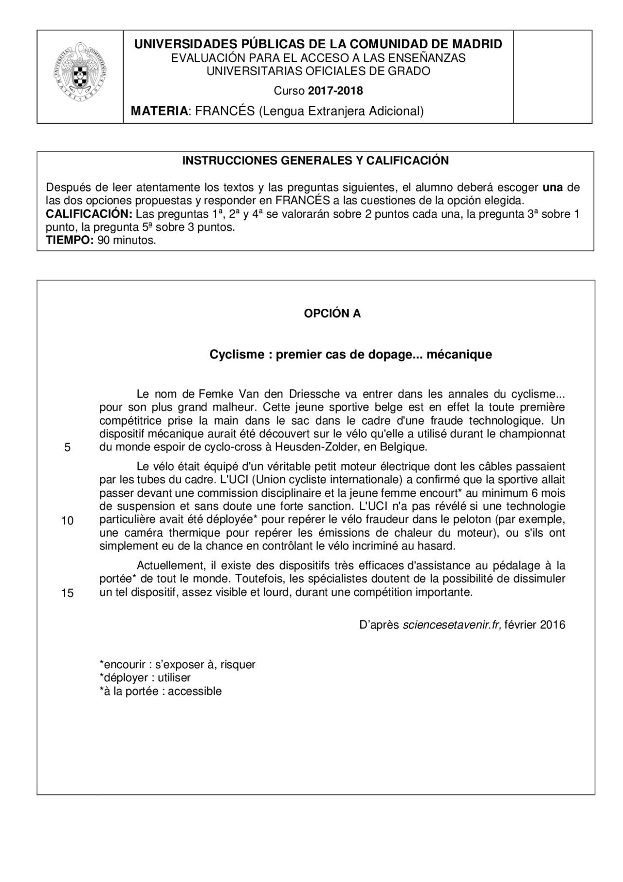 Prueba Evau Francés 1 Docsity