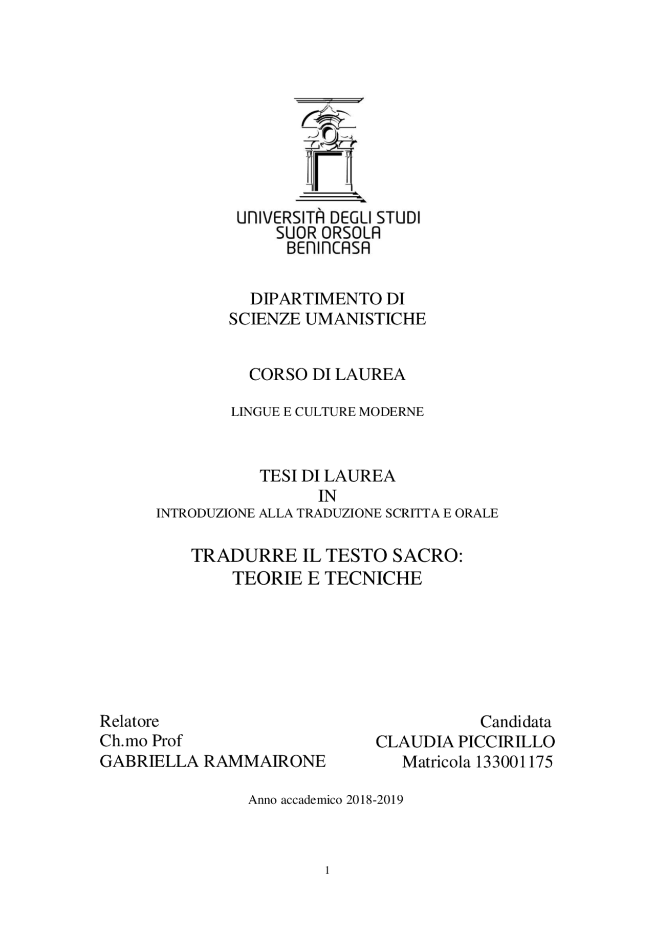 Tesi Traduzione Del Testo Sacro Docsity