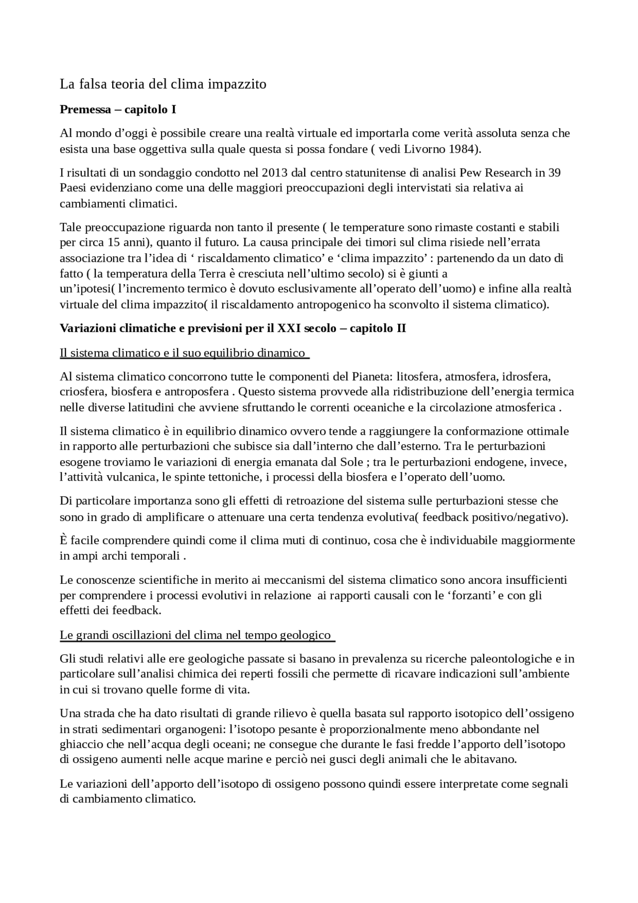 La Falsa Teoria Del Clima Impazzito Sergio Pinna Docsity