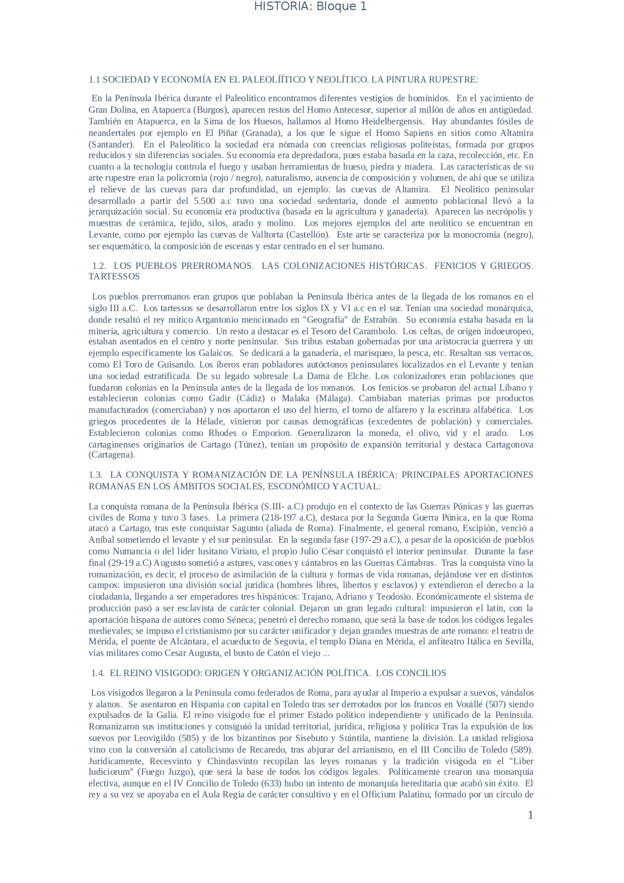 Bloque Uno De Historia Selectividad Docsity