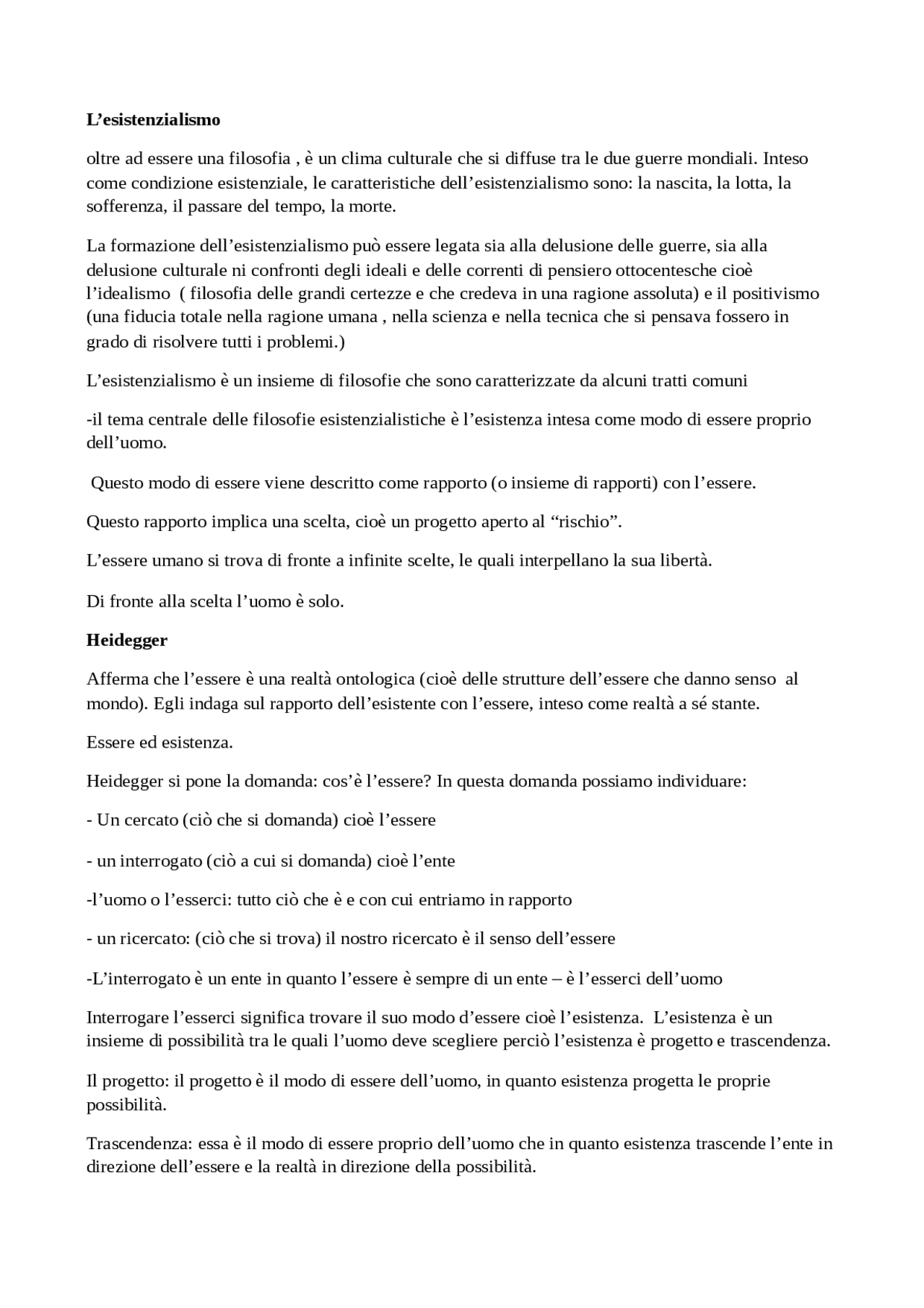 Heidegger Riassunto Docsity