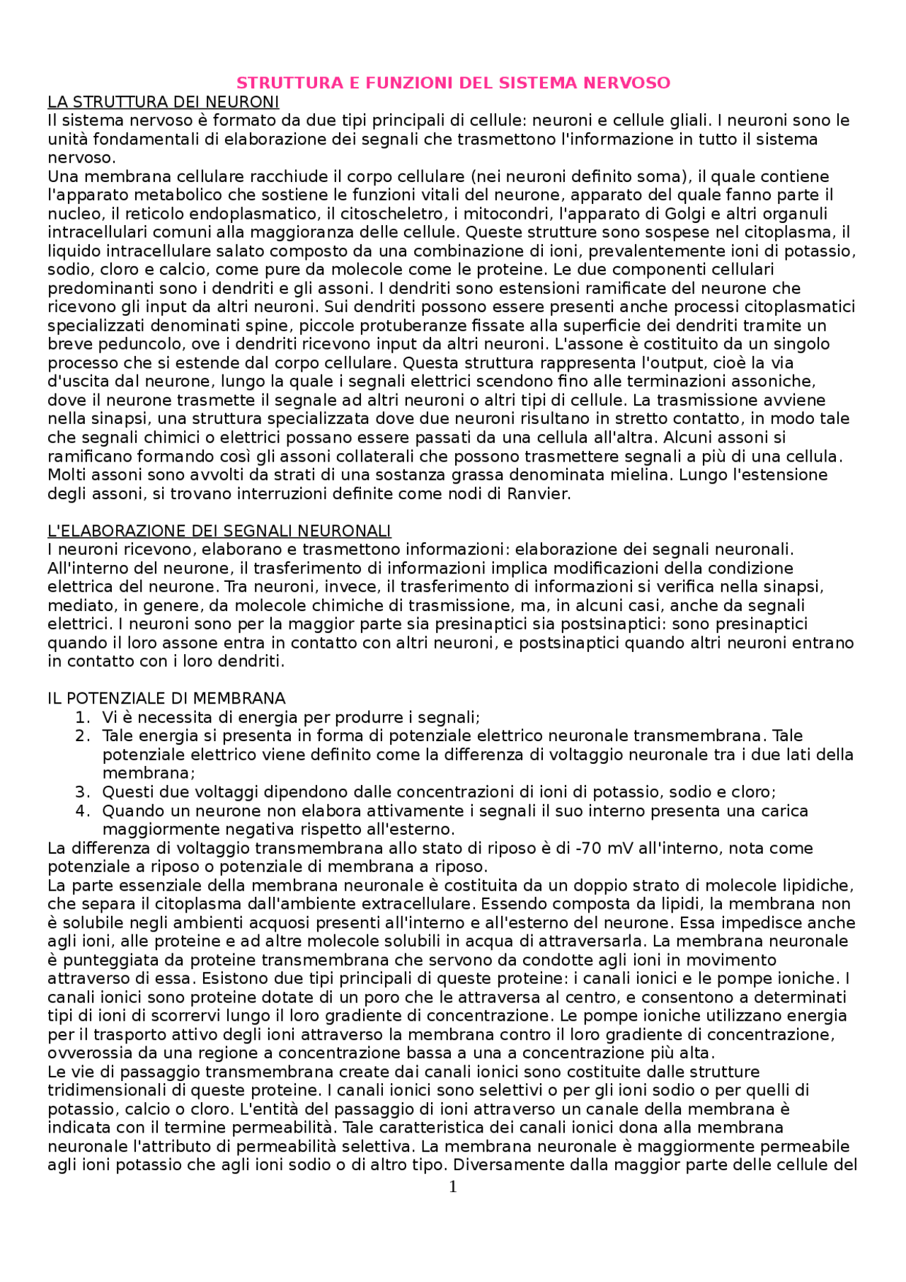 Riassunto Neuroscienze Cognitive Docsity