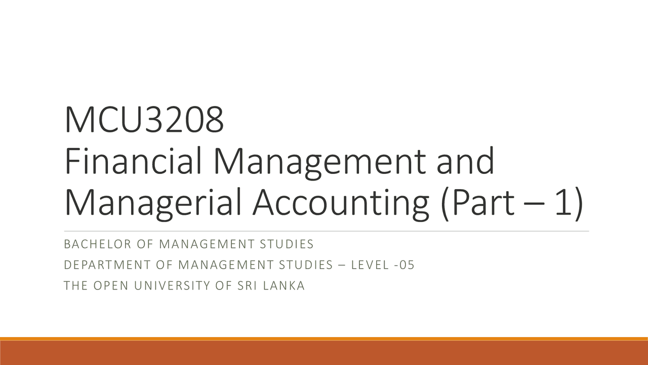 Financial Management Lecture Notes Financial Accounting Docsity