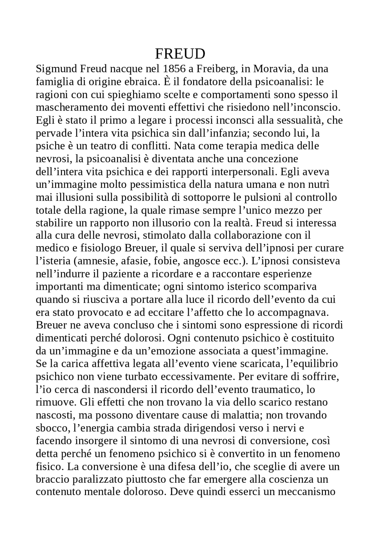Riassunto Sigmund Freud Docsity