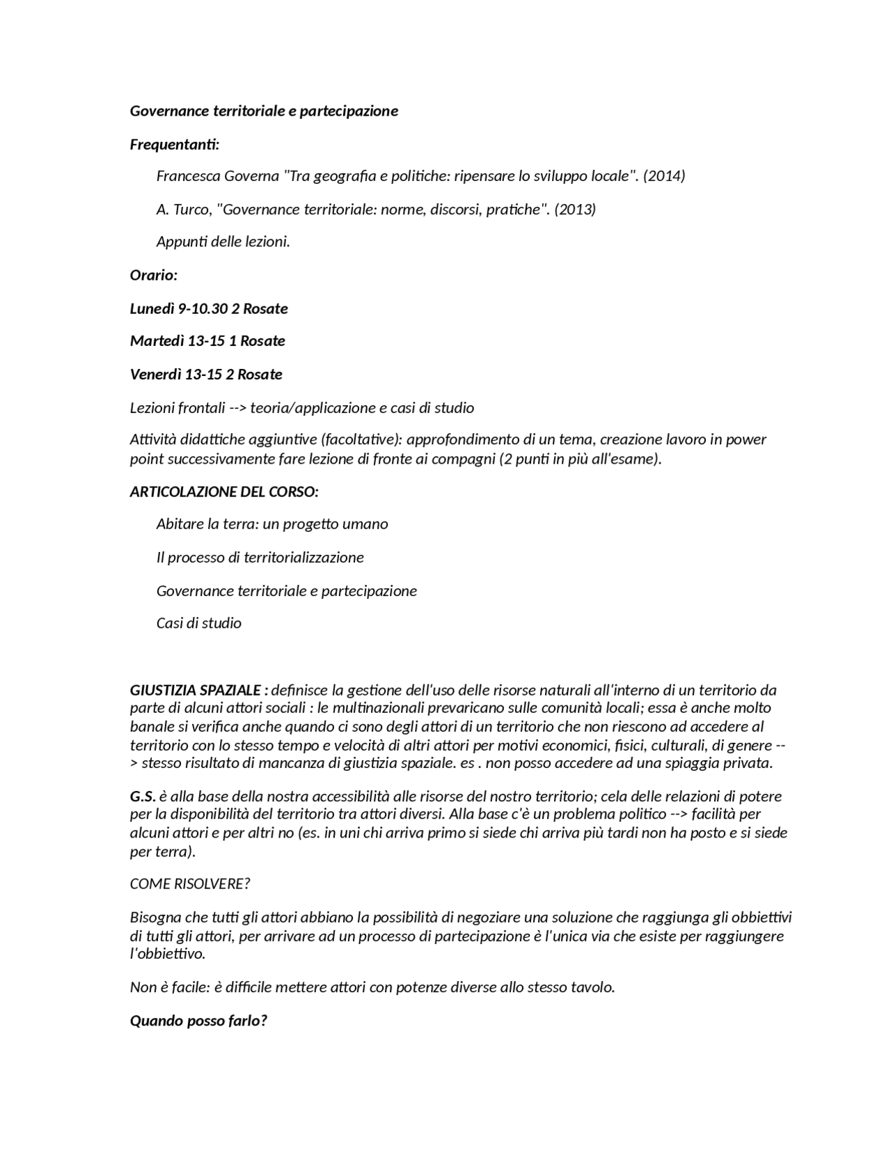 Governance E Partecipazione Appunti Della Lezione Docsity