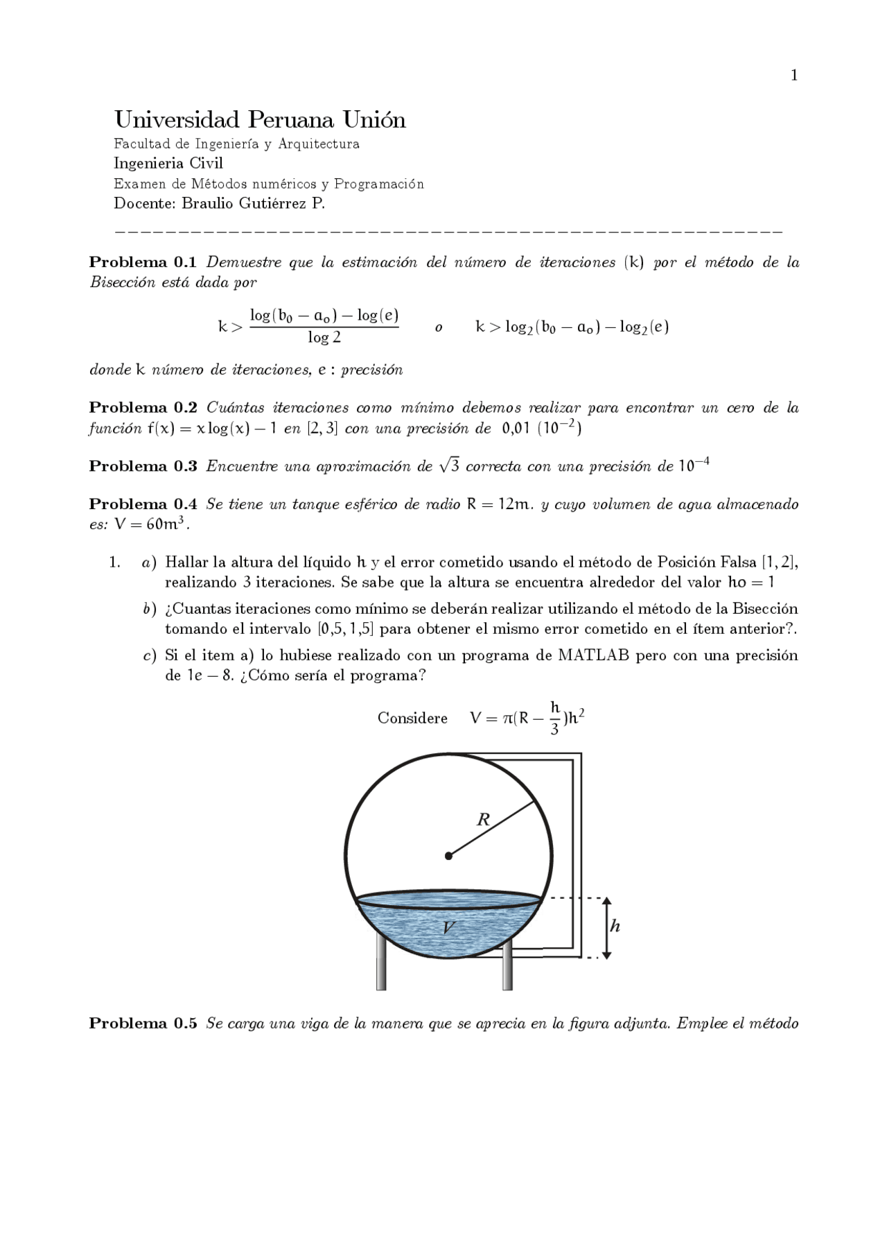 Programa Matlab En Ingeniera Ejercicios De Métodos Numéricos Docsity