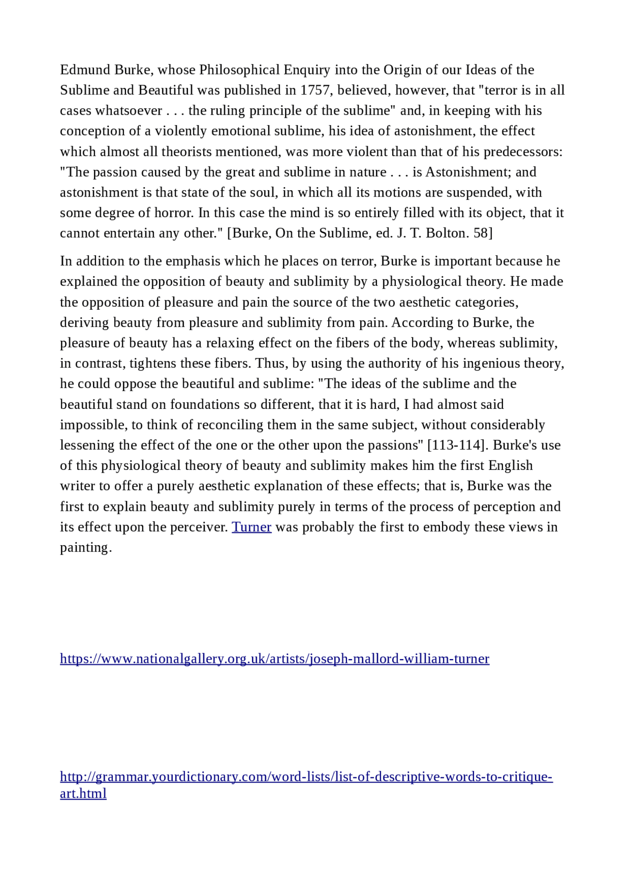 The Sublime Appunti Burke Turner Docsity