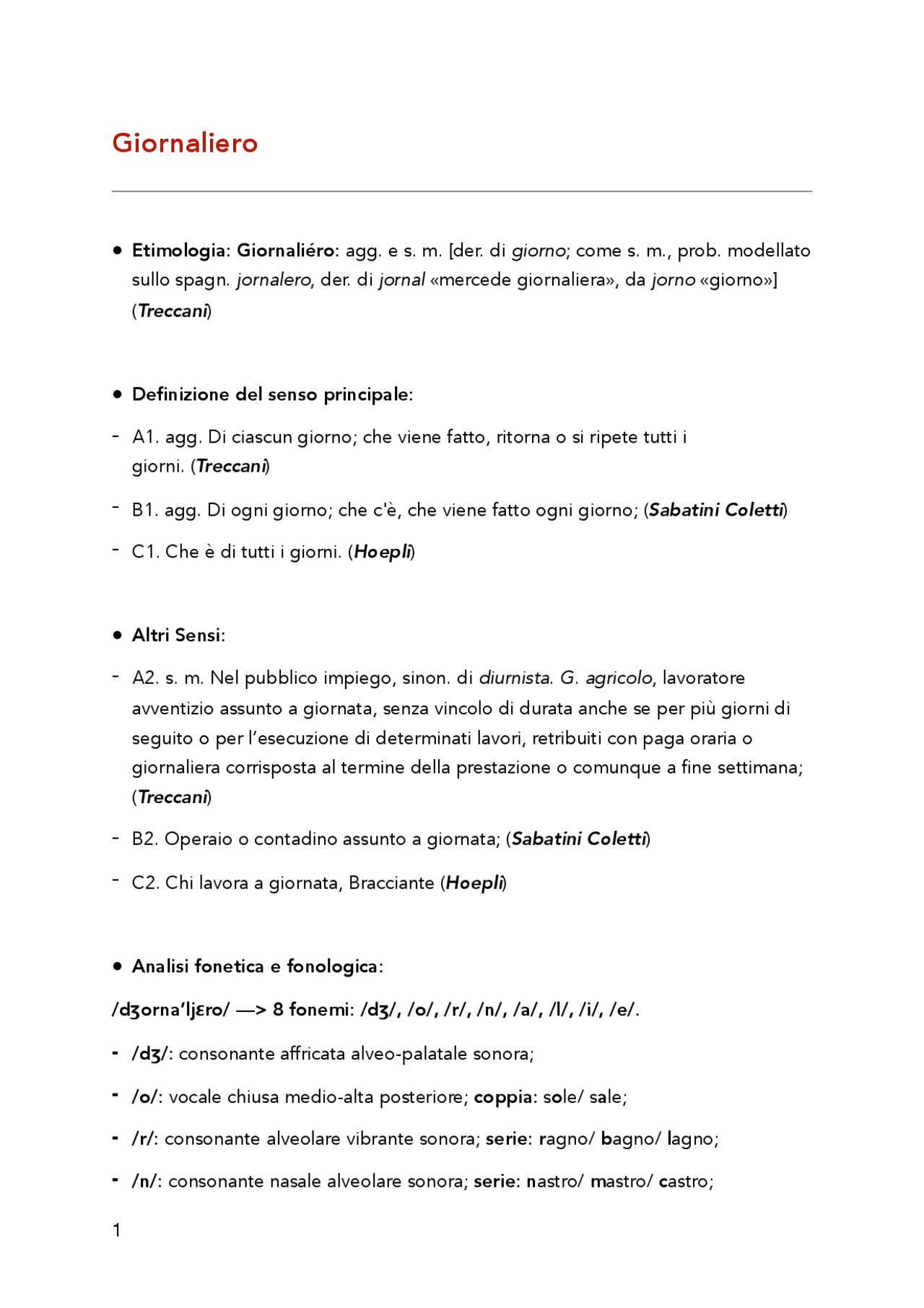 Schema Analisi Della Parola Docsity
