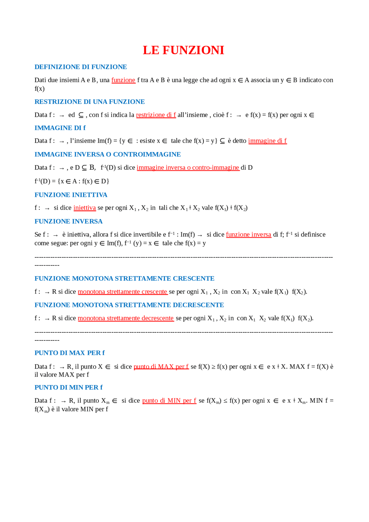 Definizioni Di Funzioni Docsity