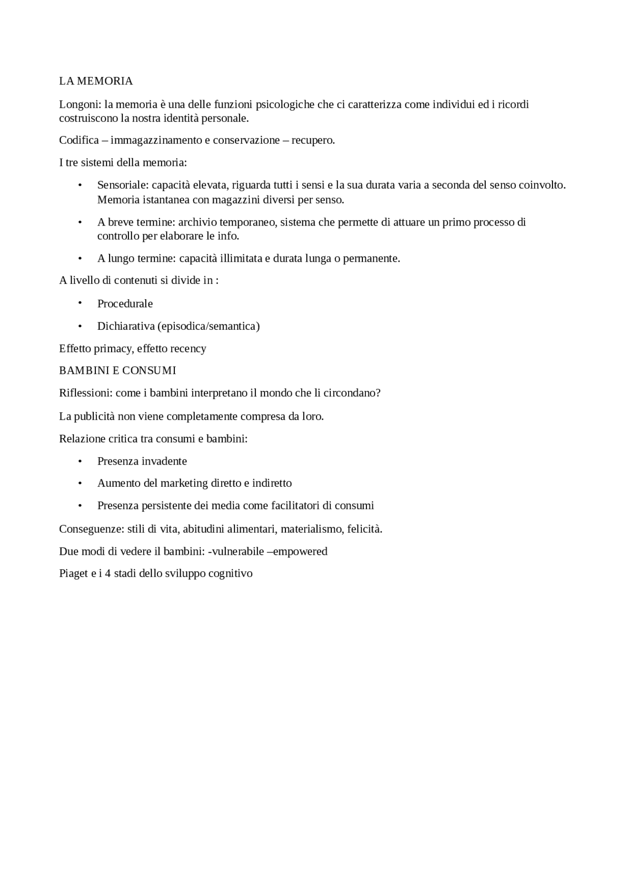 La Memoria Psicologia Della Comunicazione Audiovisiva Docsity