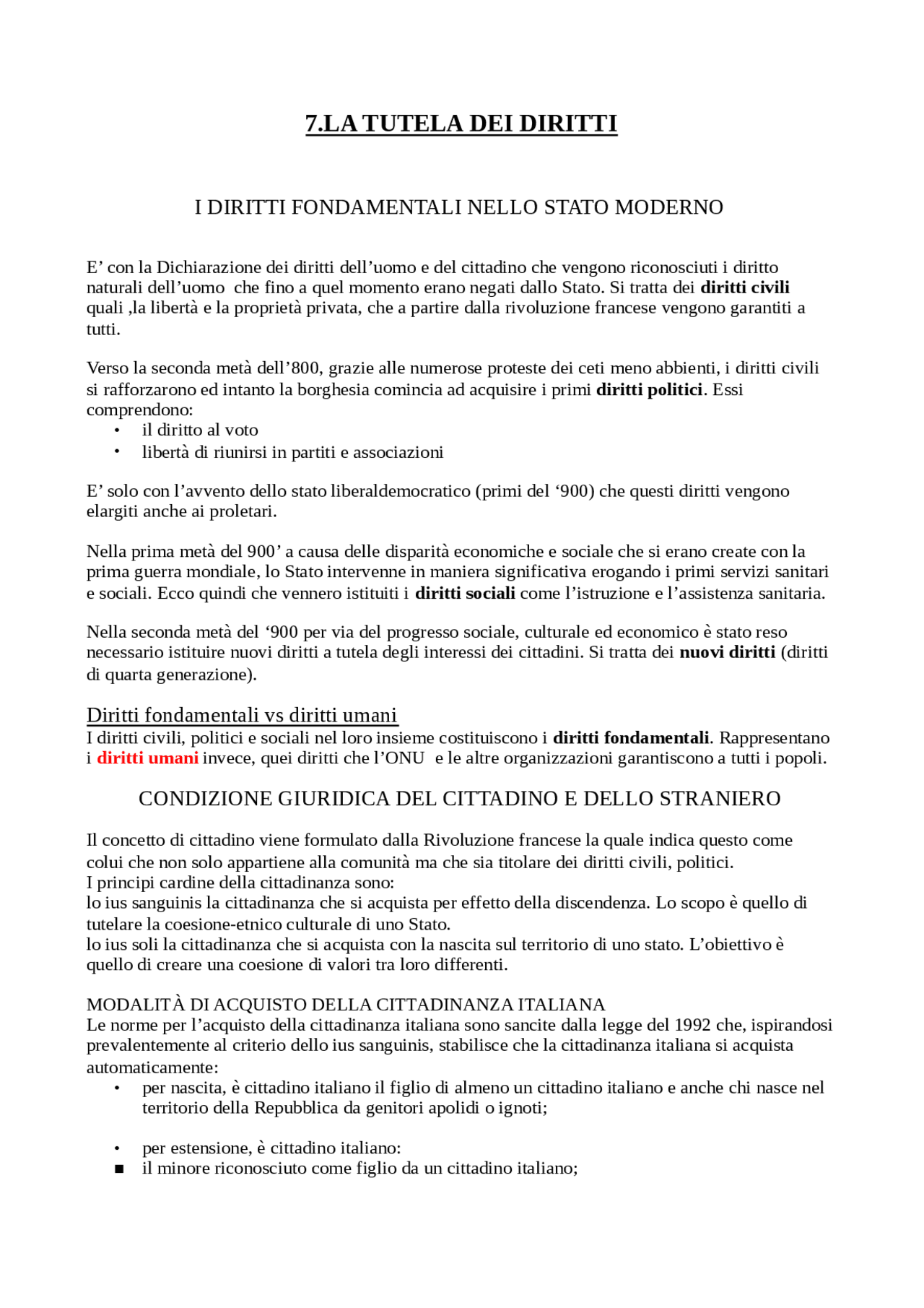 Tutela Dei Diritti Diritto Costituzionale Docsity