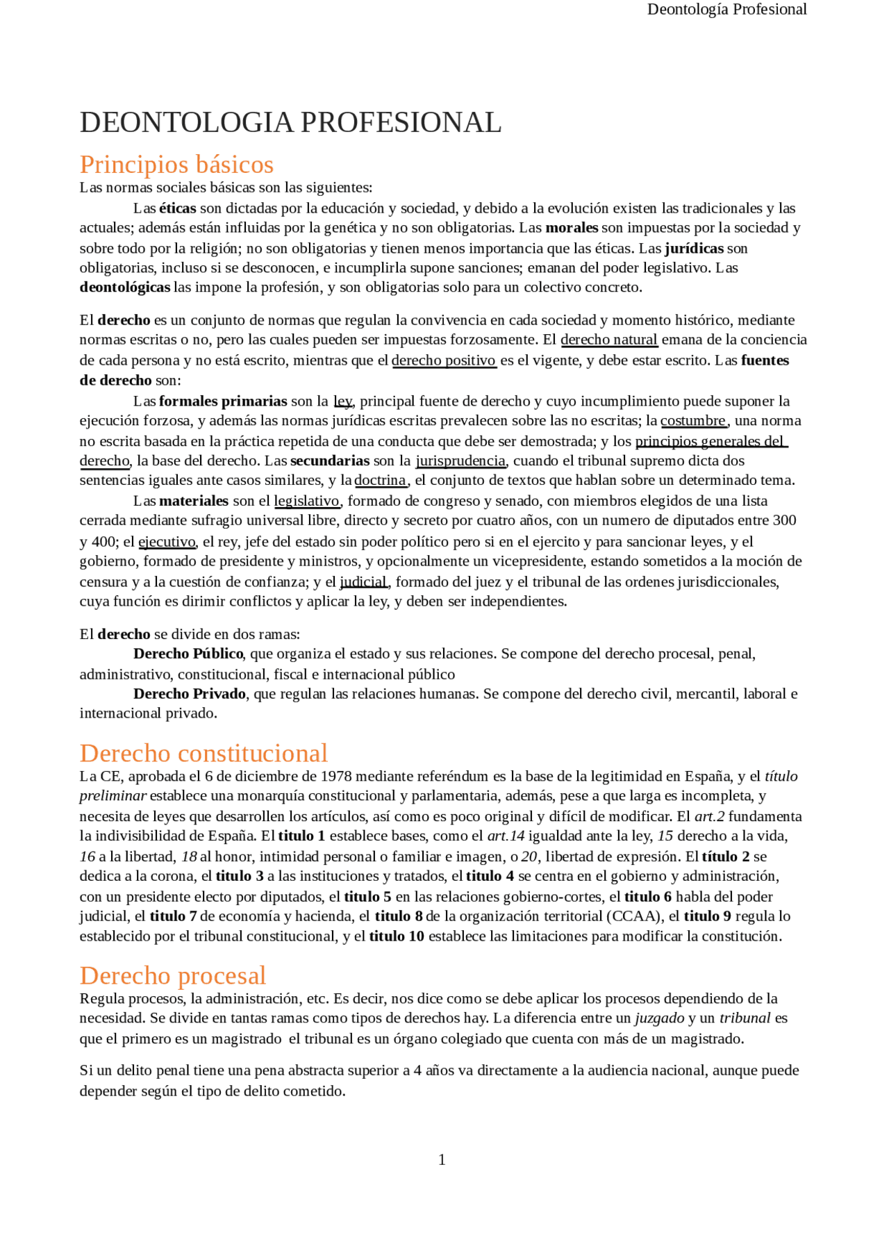 Apuntes Deontología Profesional Principios Jurídicos Básicos E