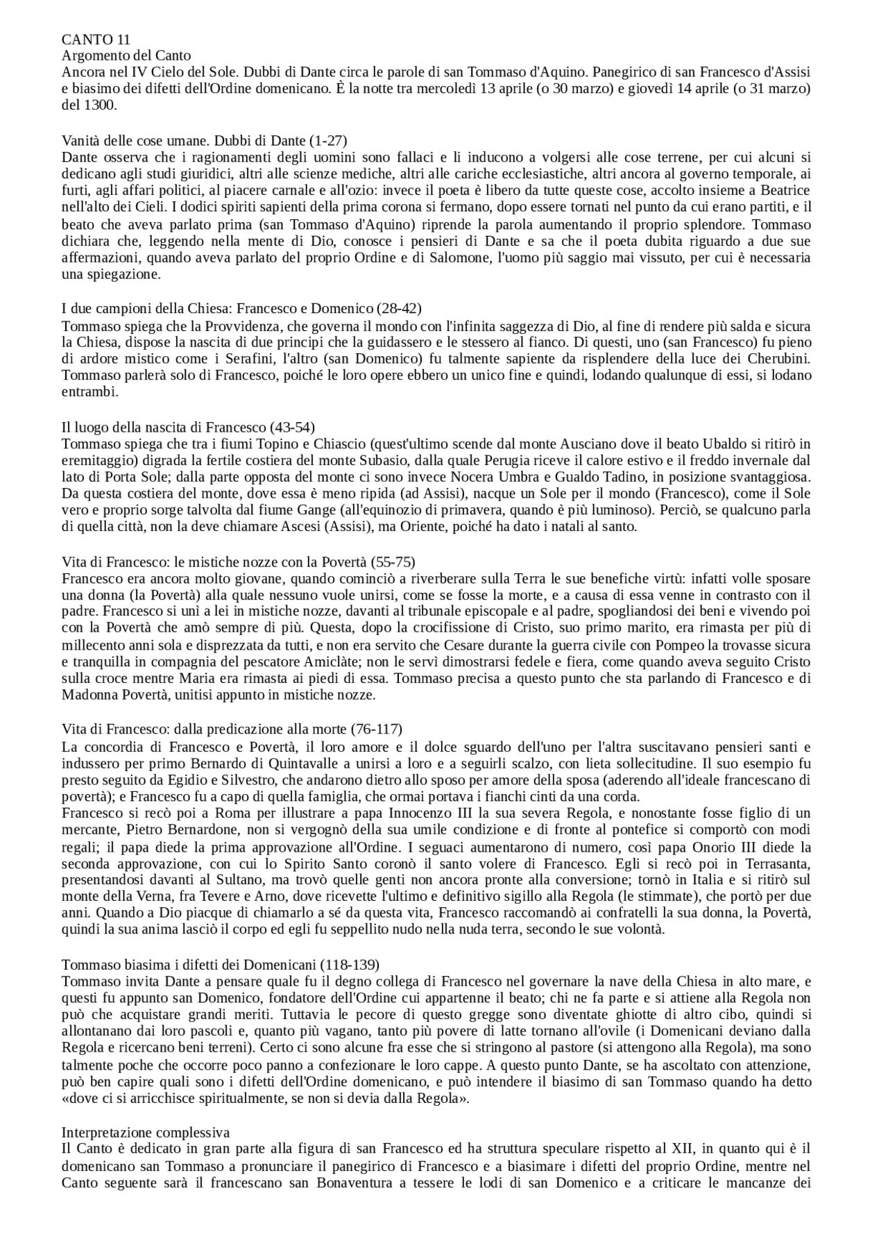 Canto 11 dante Alighieri - Docsity