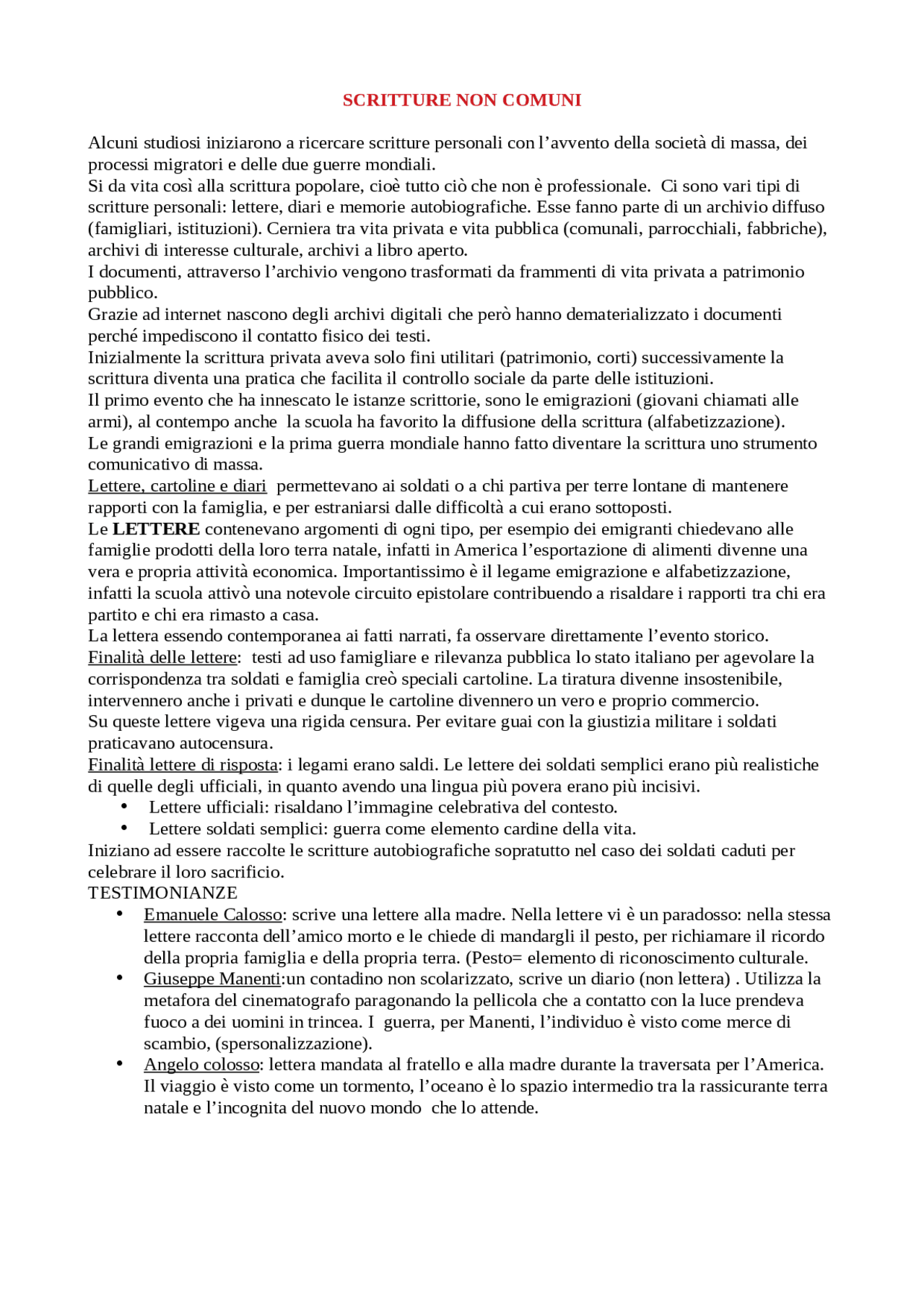 Scritture Non Comuni Docsity
