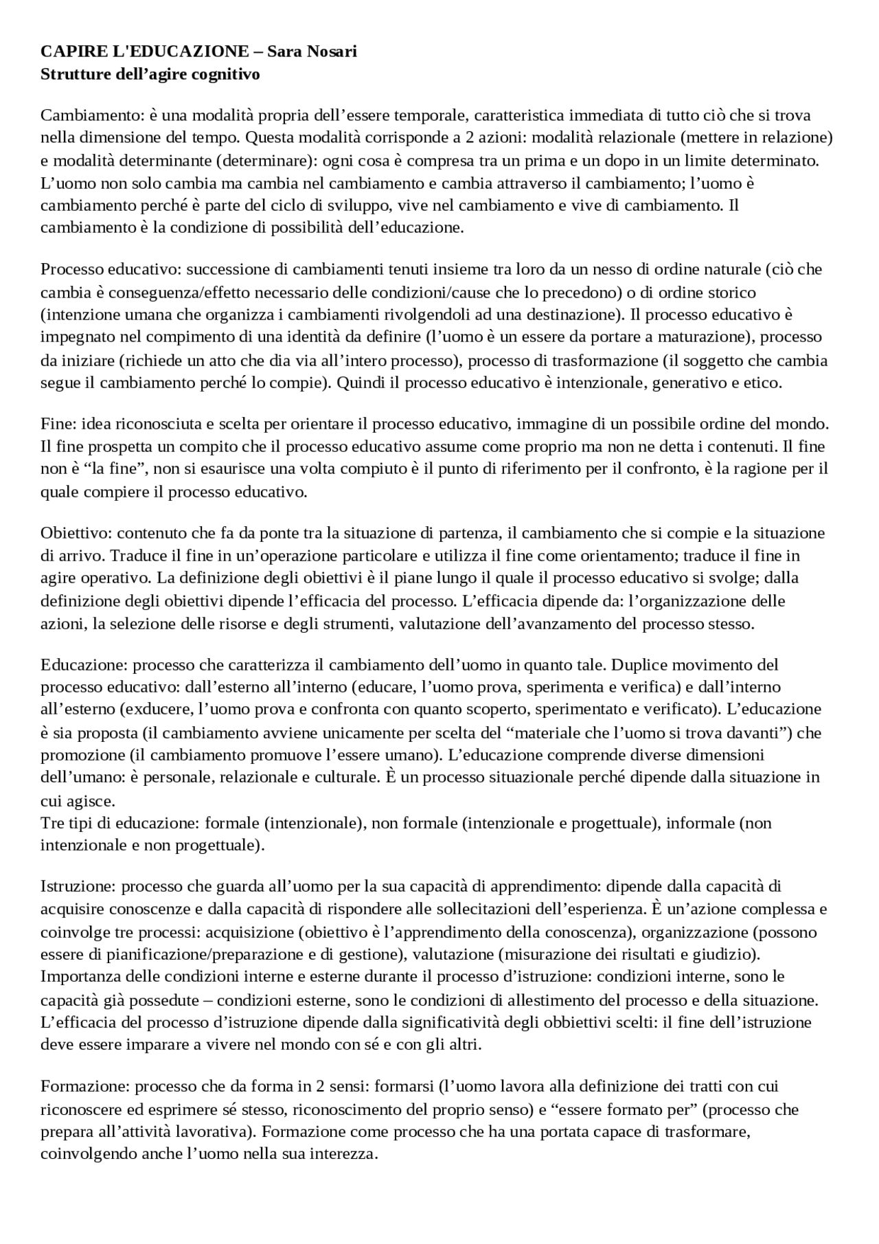 Capire Leducazione Appunti Di Pedagogia Docsity