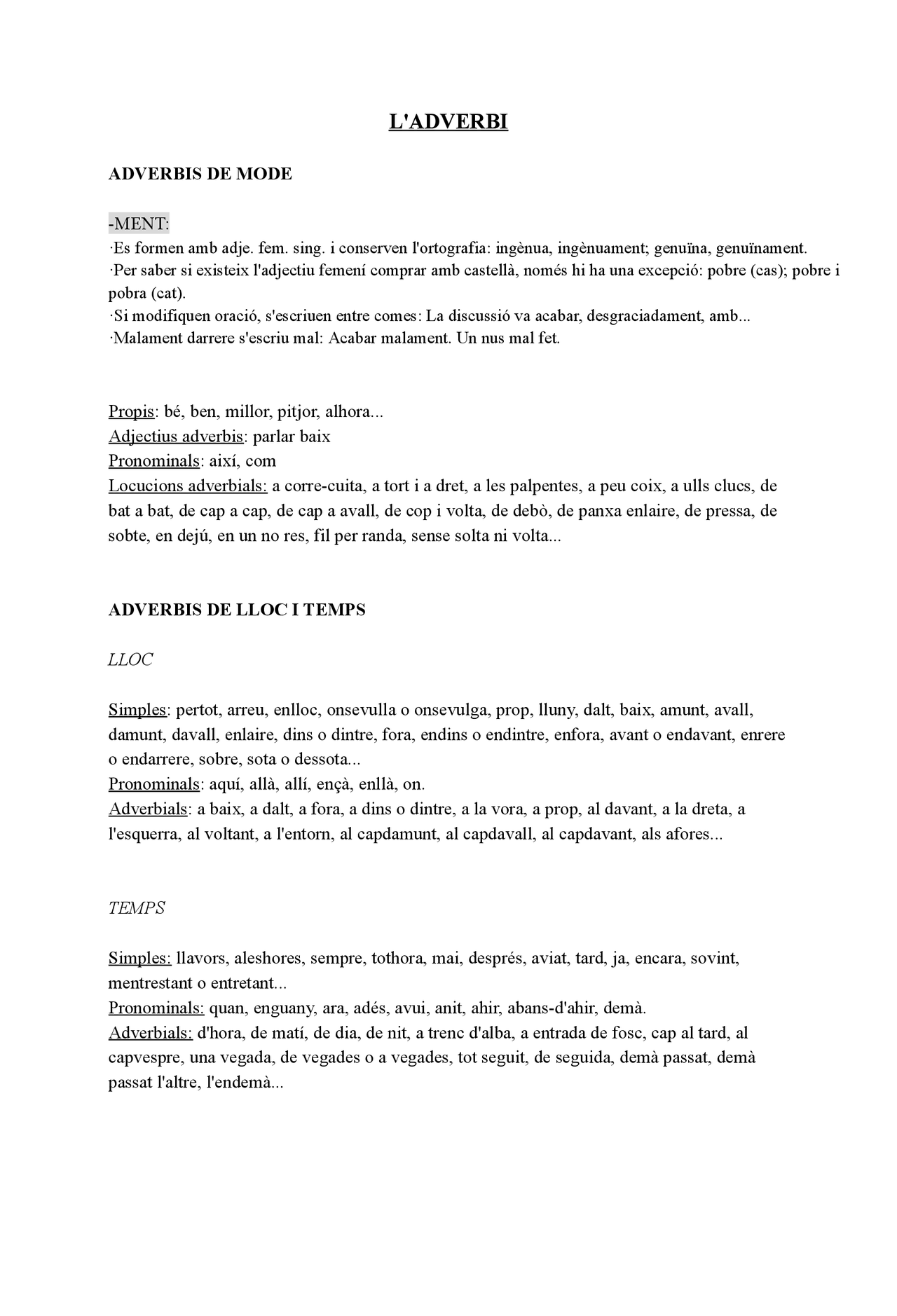 Ladverbi Selectivitat Català Apuntes De Catalán Docsity