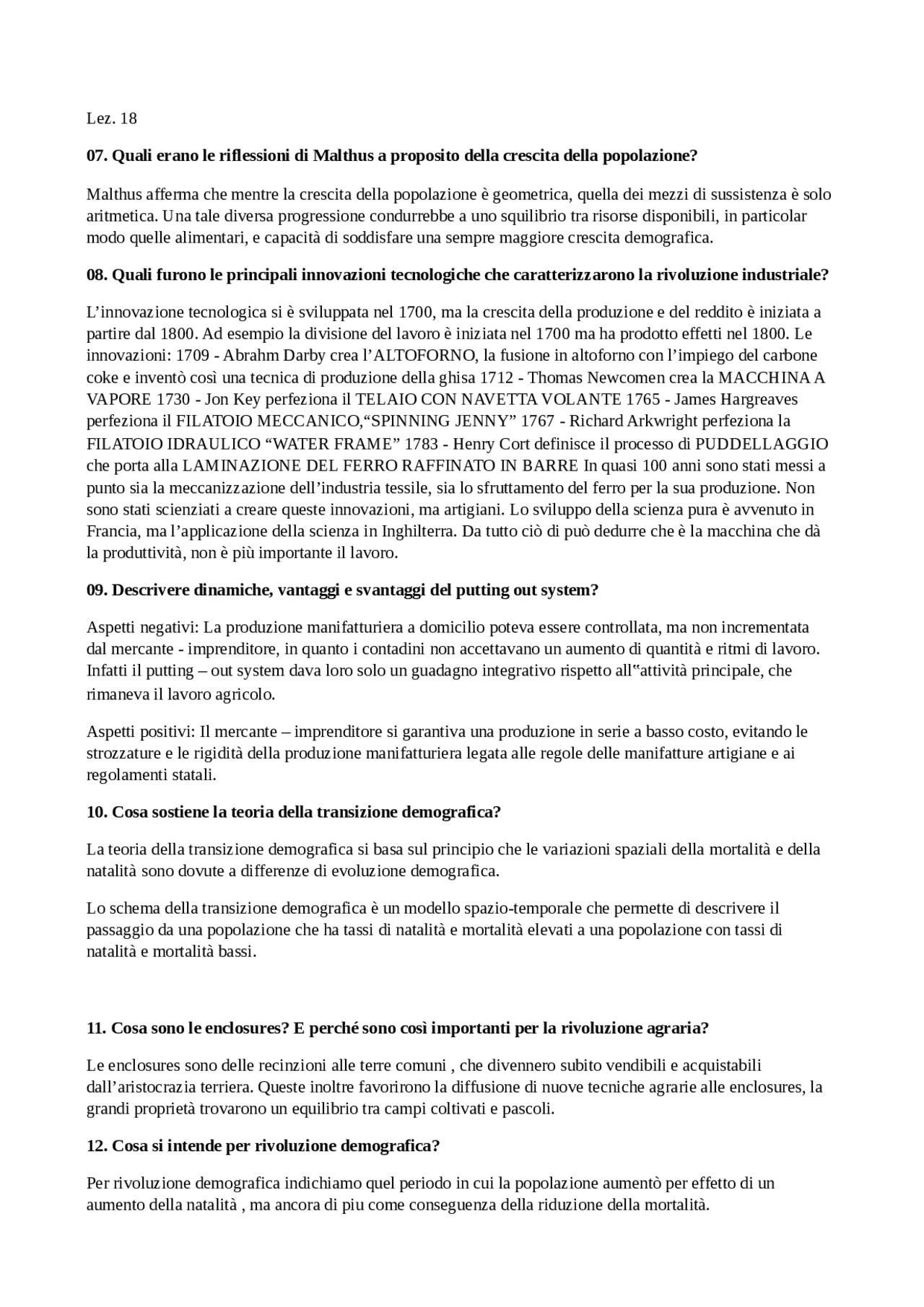 Storia Economica Risposte Aperte Esame Docsity