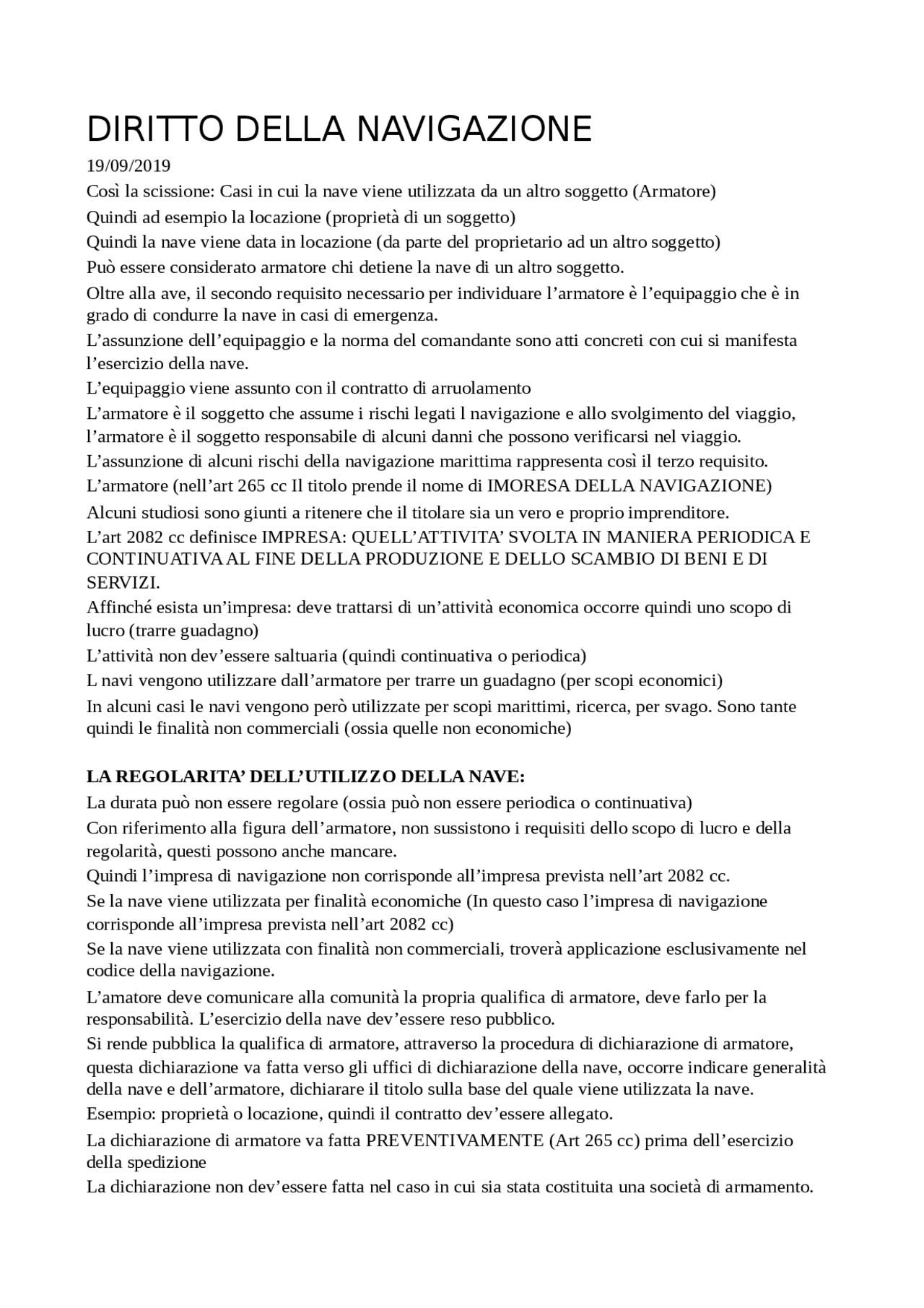 Diritto Della Navigazione Docsity