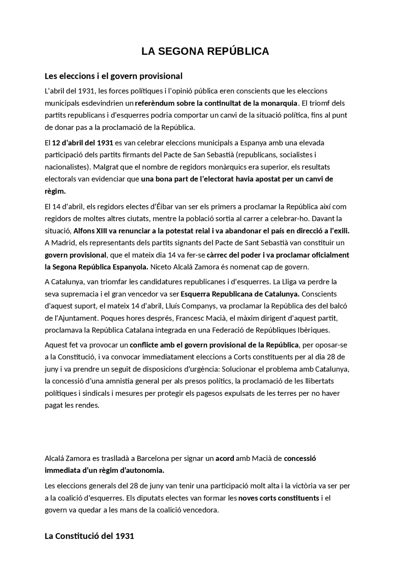 La Segona República Història Selectivitat Docsity