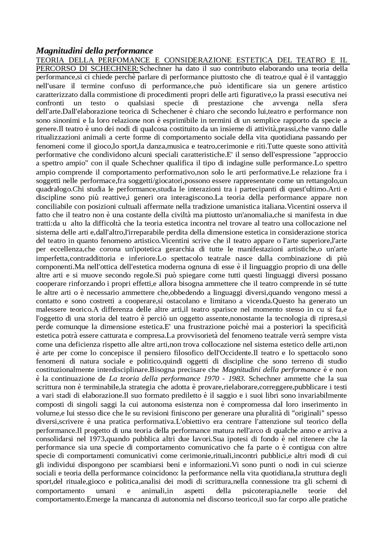 Magnitudini Della Performance Docsity