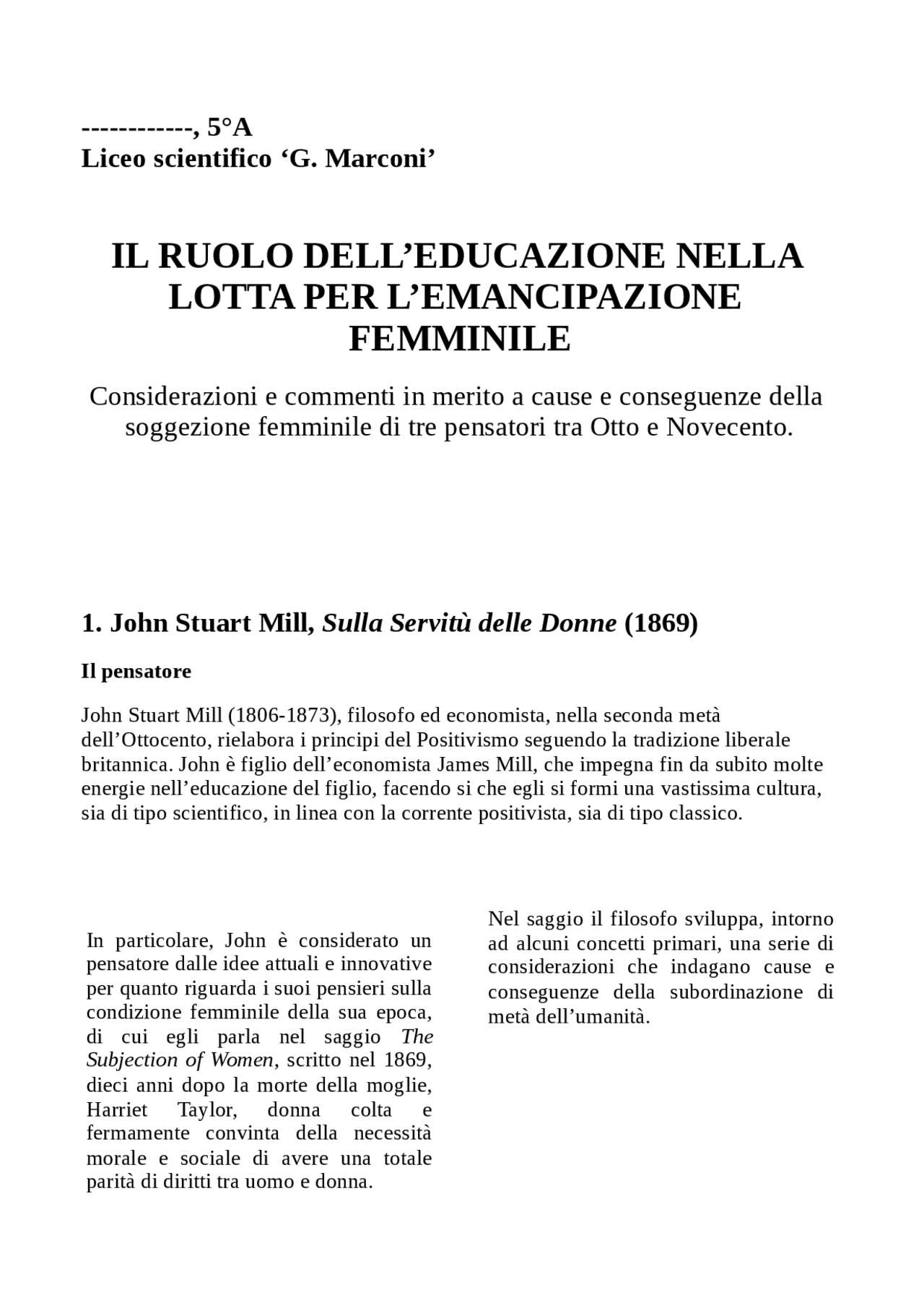 Tesina Maturità Liceo Scientifico Docsity