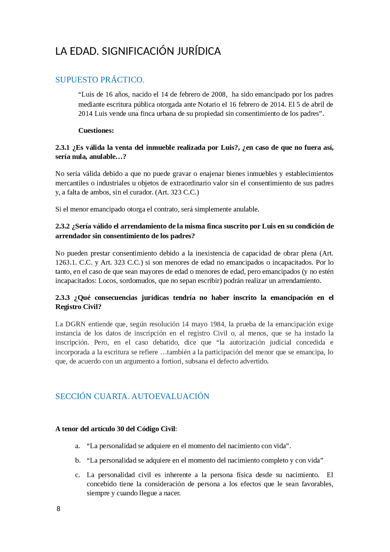 Ejercicios De Practica Derecho Civil I Docsity