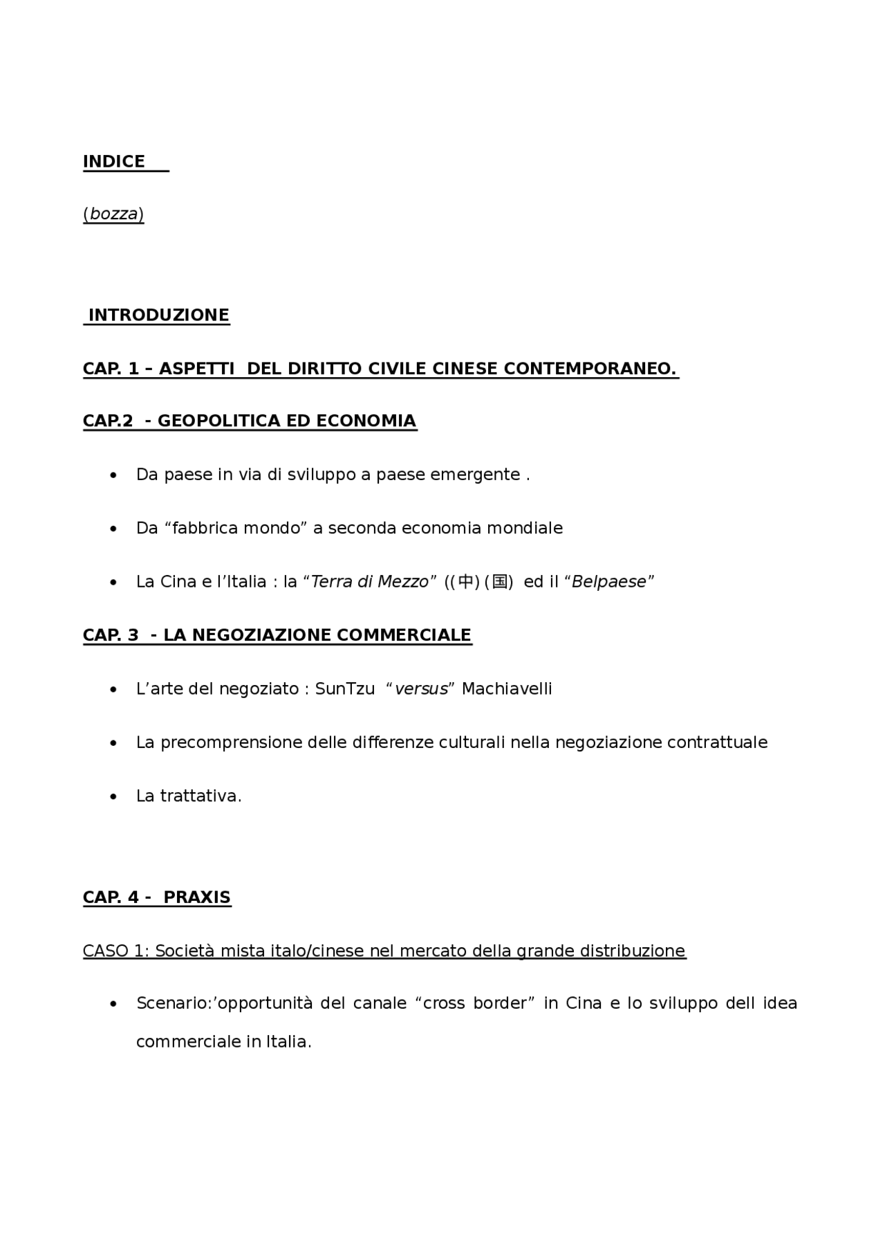 Esempio di bozza tesi - Docsity