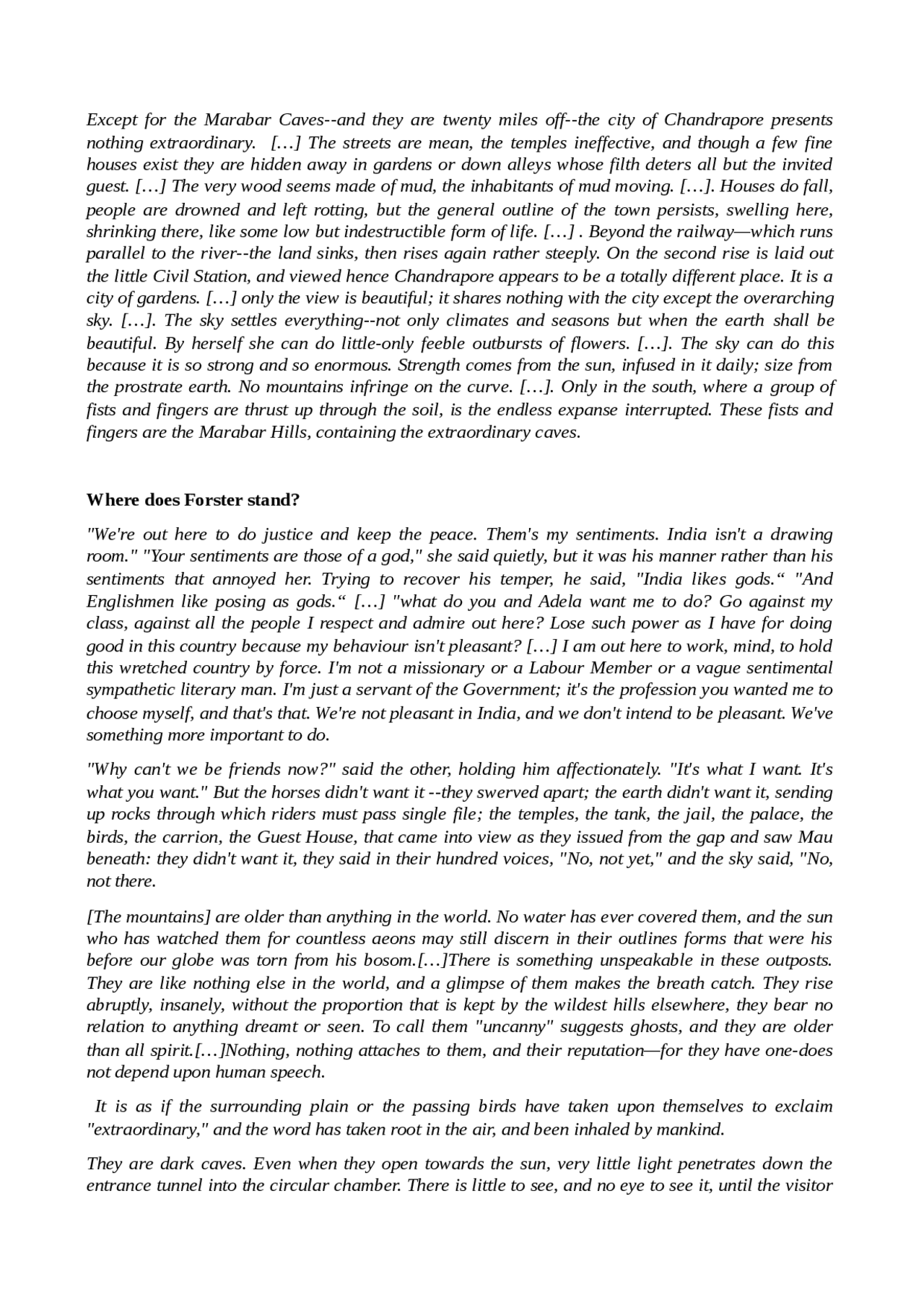 Estratti Forster A Passage To India Completi Docsity