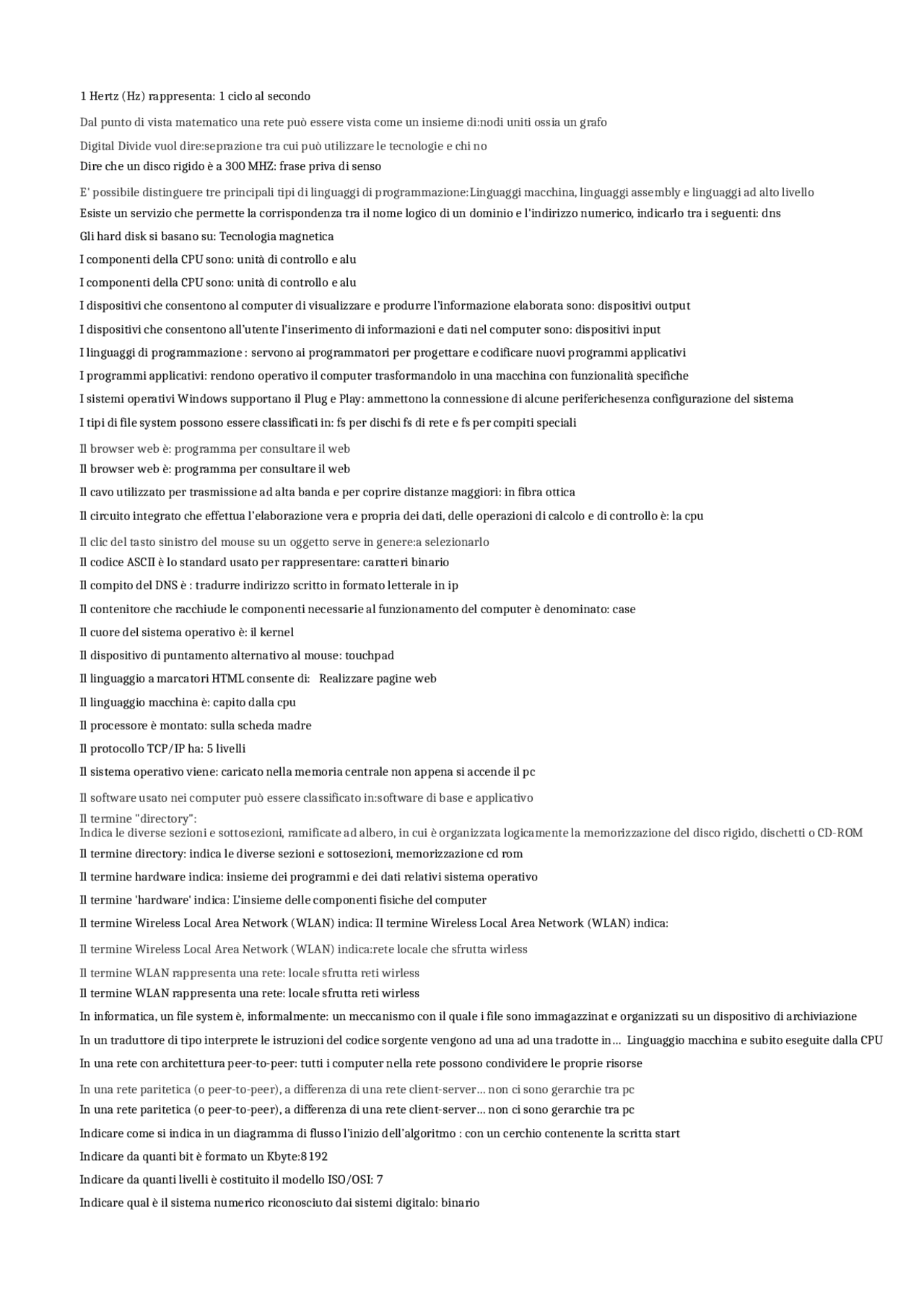 Informatica Pegaso Risposte Ai Quiz Docsity