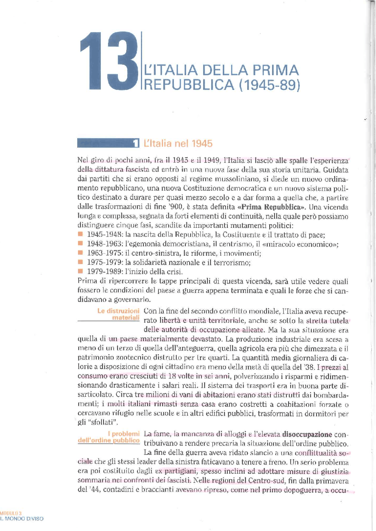 Italia prima repubblica - Docsity