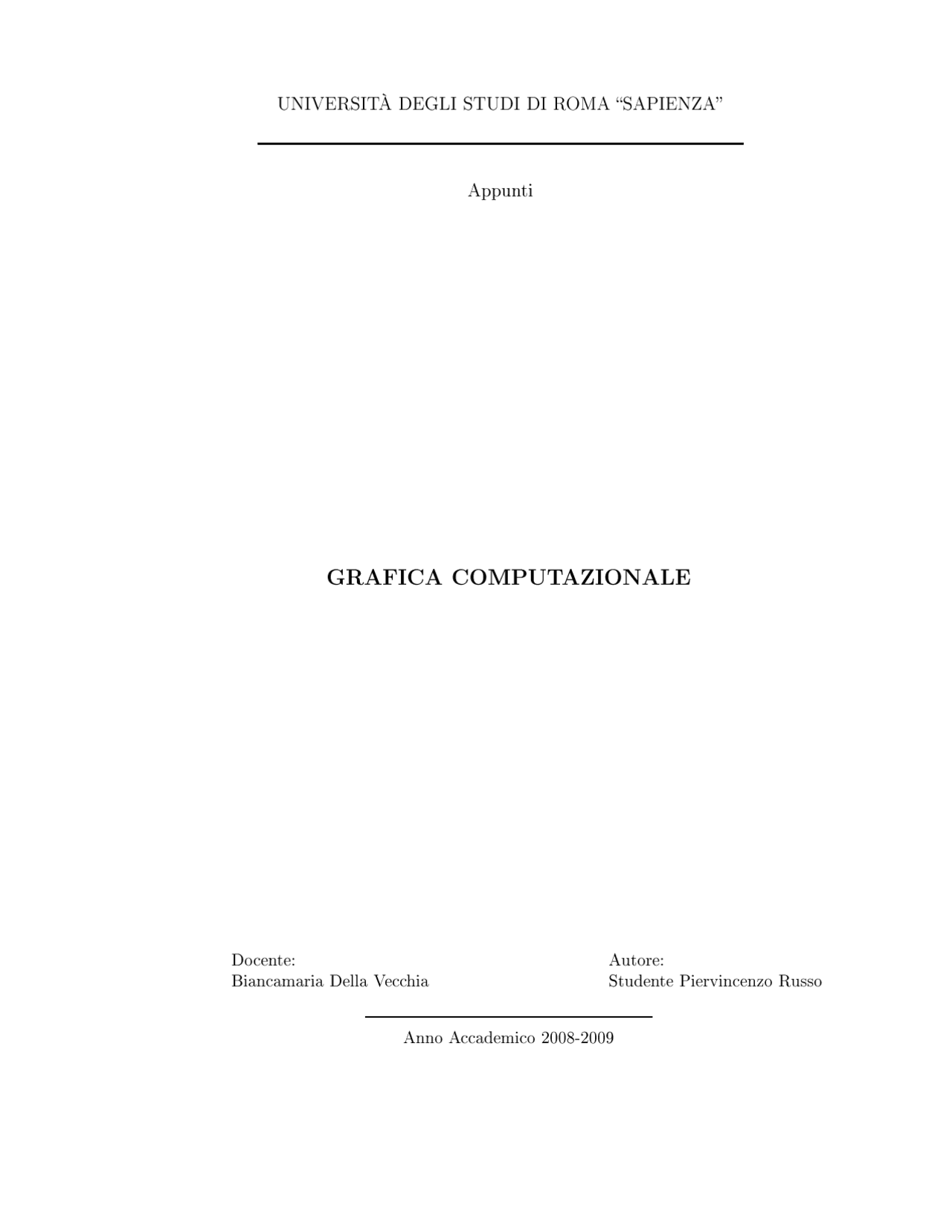 Appunti Grafica Computazionale Sapienza Università Di Roma Docsity