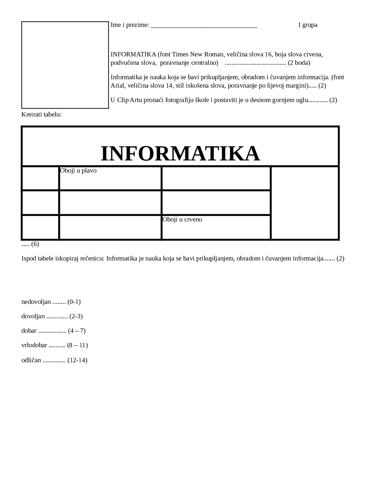 Microsoft Word Test Vežbe Predlog Računarstvo I Informatika Docsity