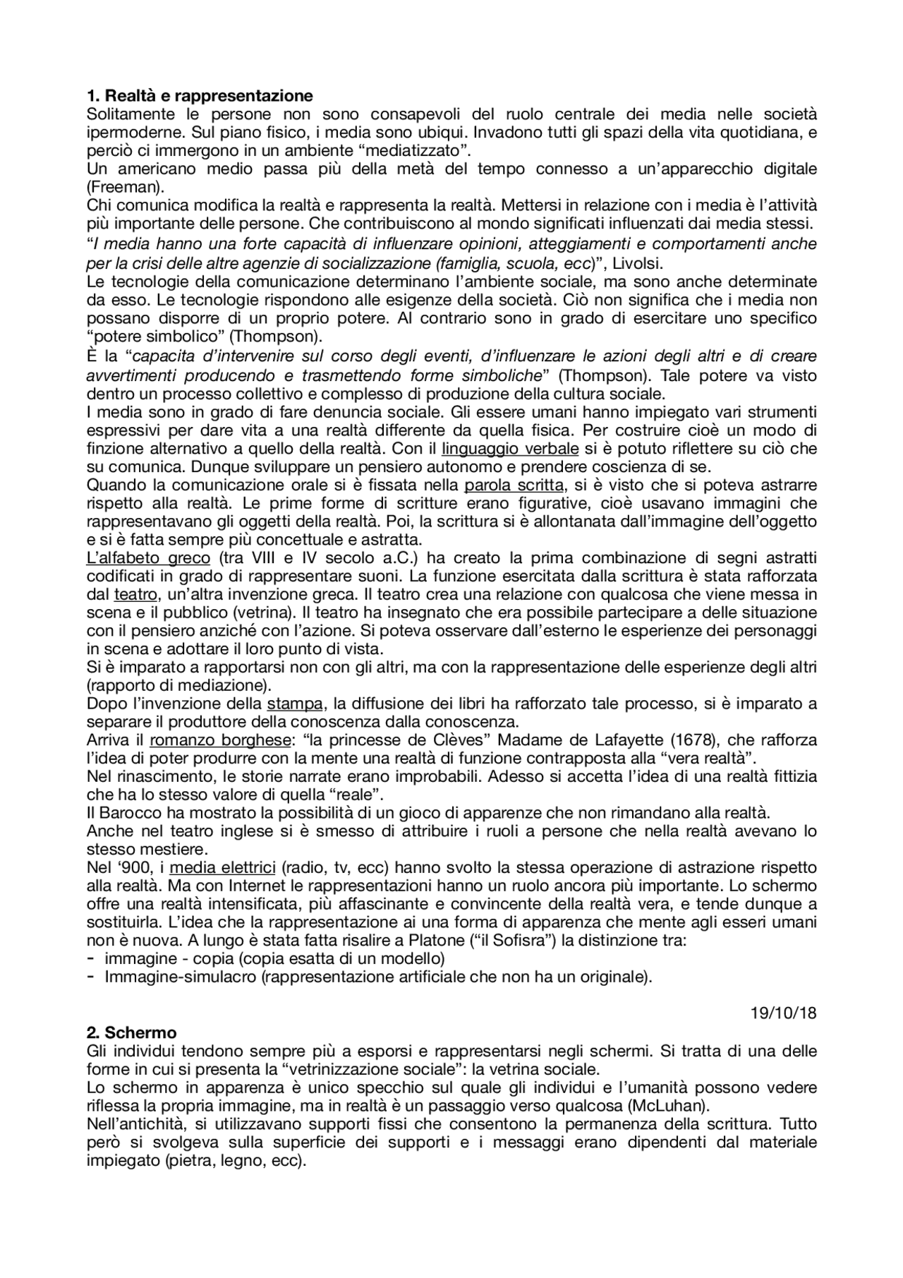 Era Dello Schermo Sociologia Docsity