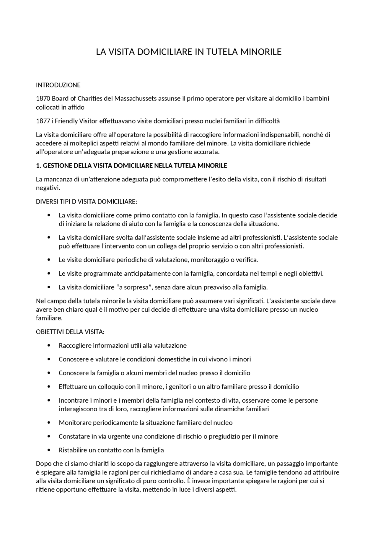 La Visita Domiciliare In Tutela Minorile Docsity
