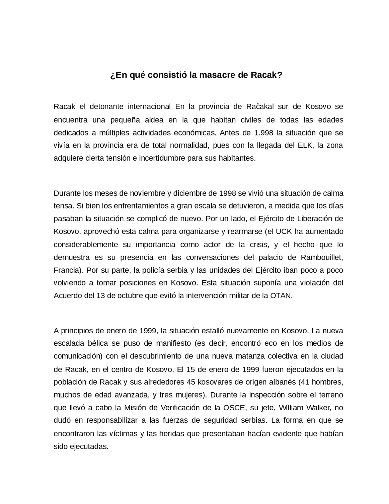 Masacre de Racak pdf - Docsity