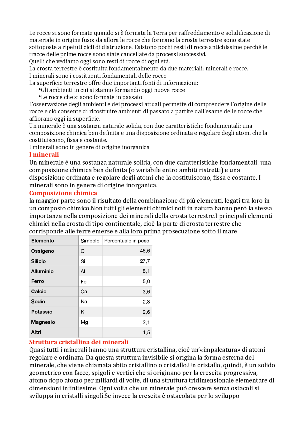 Scienze Minerali E Rocce Docsity